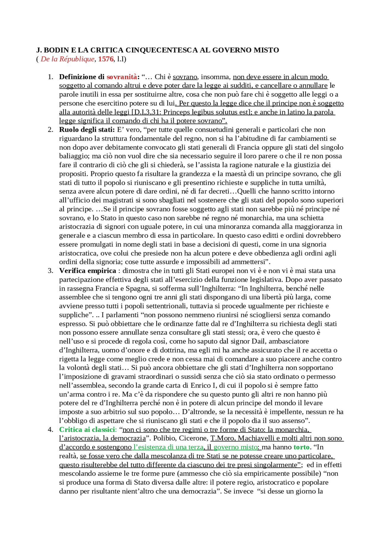 Jean Jaques Bodin Assolutismo Docsity