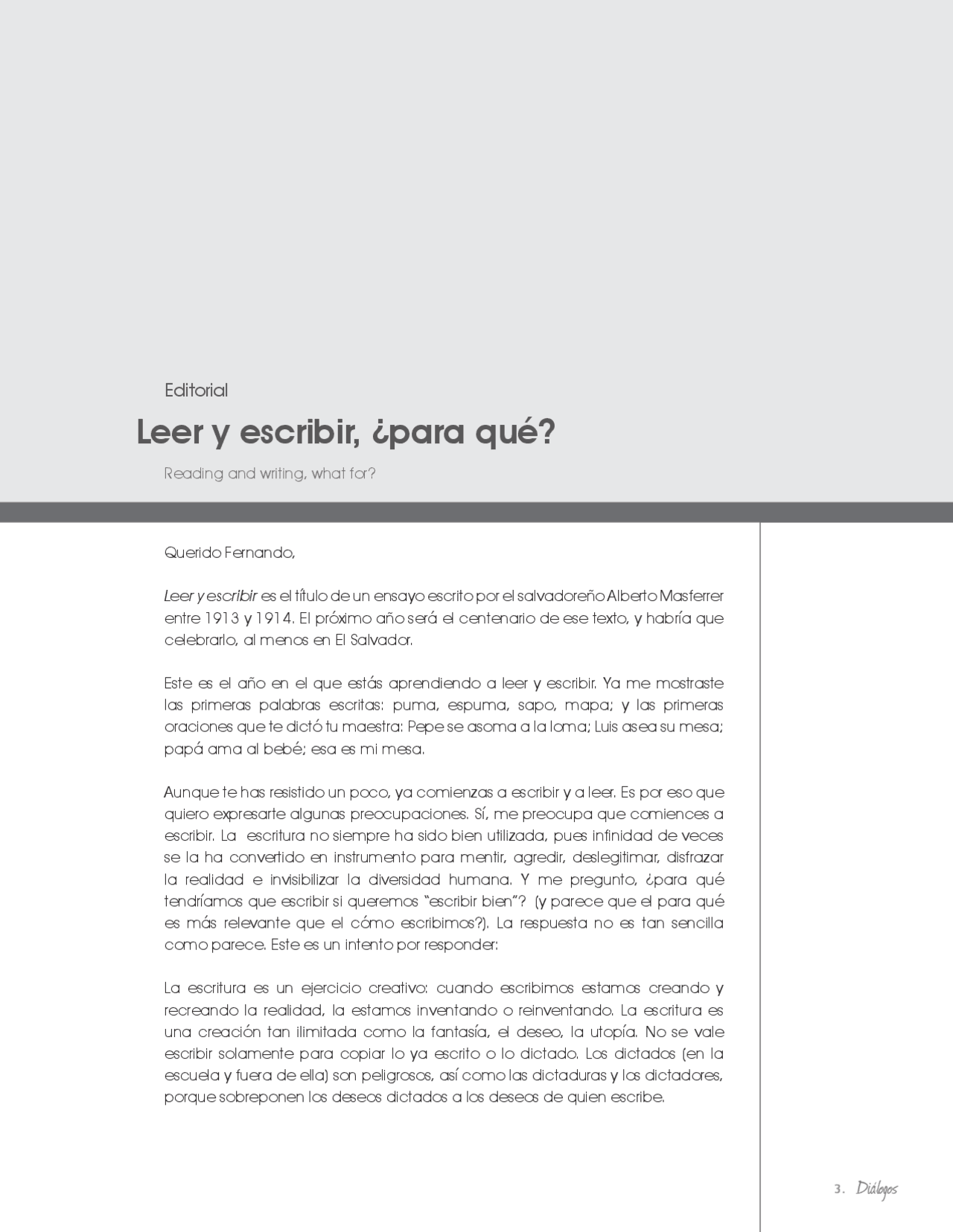 Lee y escribe para que te ayude en la vida - Docsity