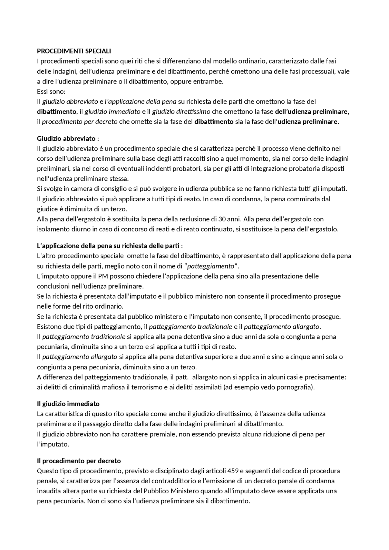 Procedimenti Speciali Docsity