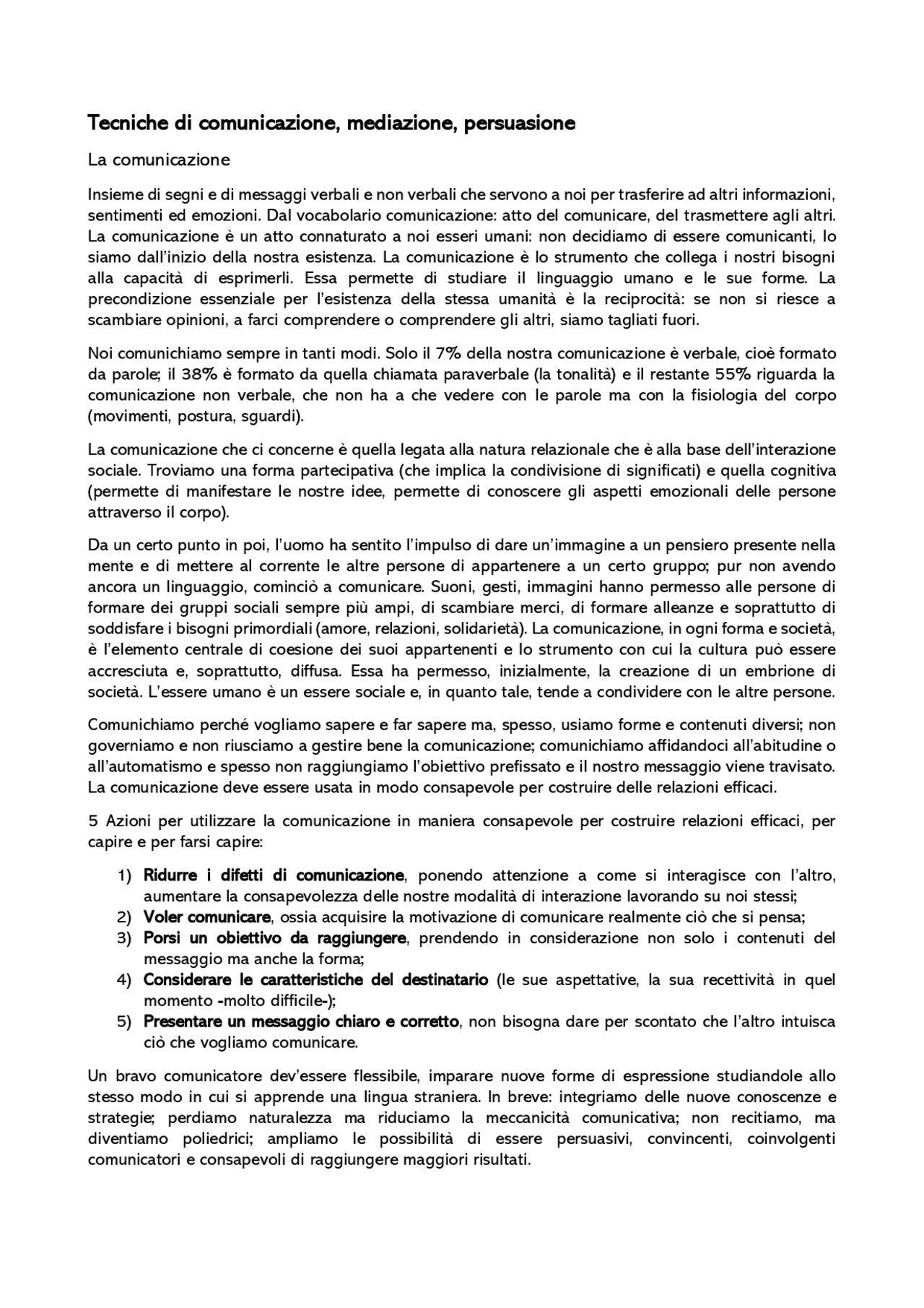 Appunti Tecniche Di Comunicazione Mediazione E Persuasione Docsity