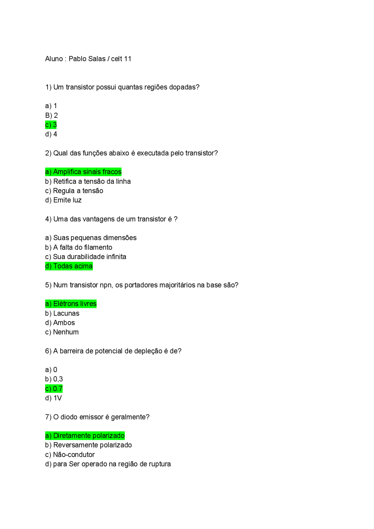 Esercicios De Transistores Docsity
