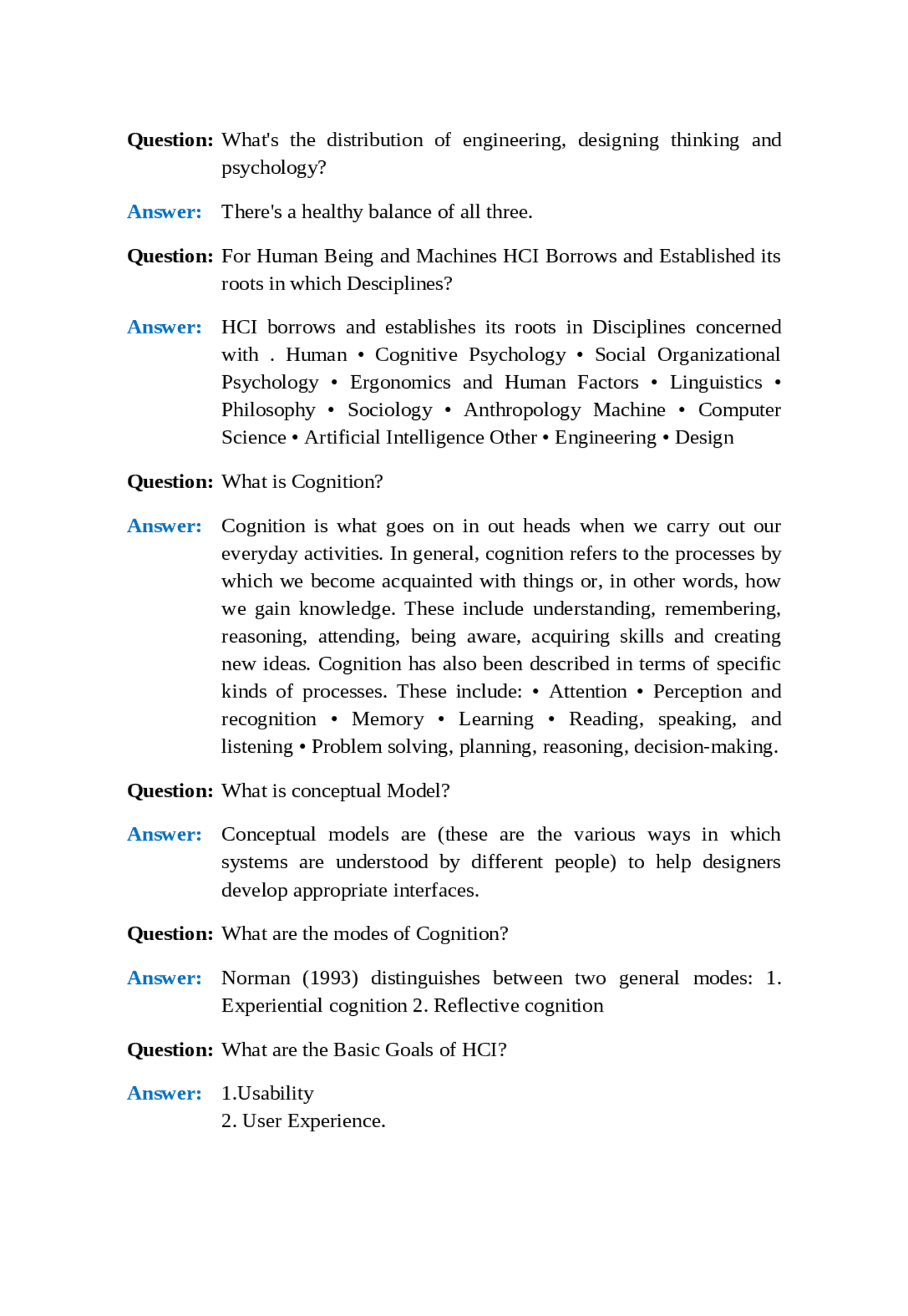 Human Computer Interaction Short Questions Exercises Computer Applications Docsity