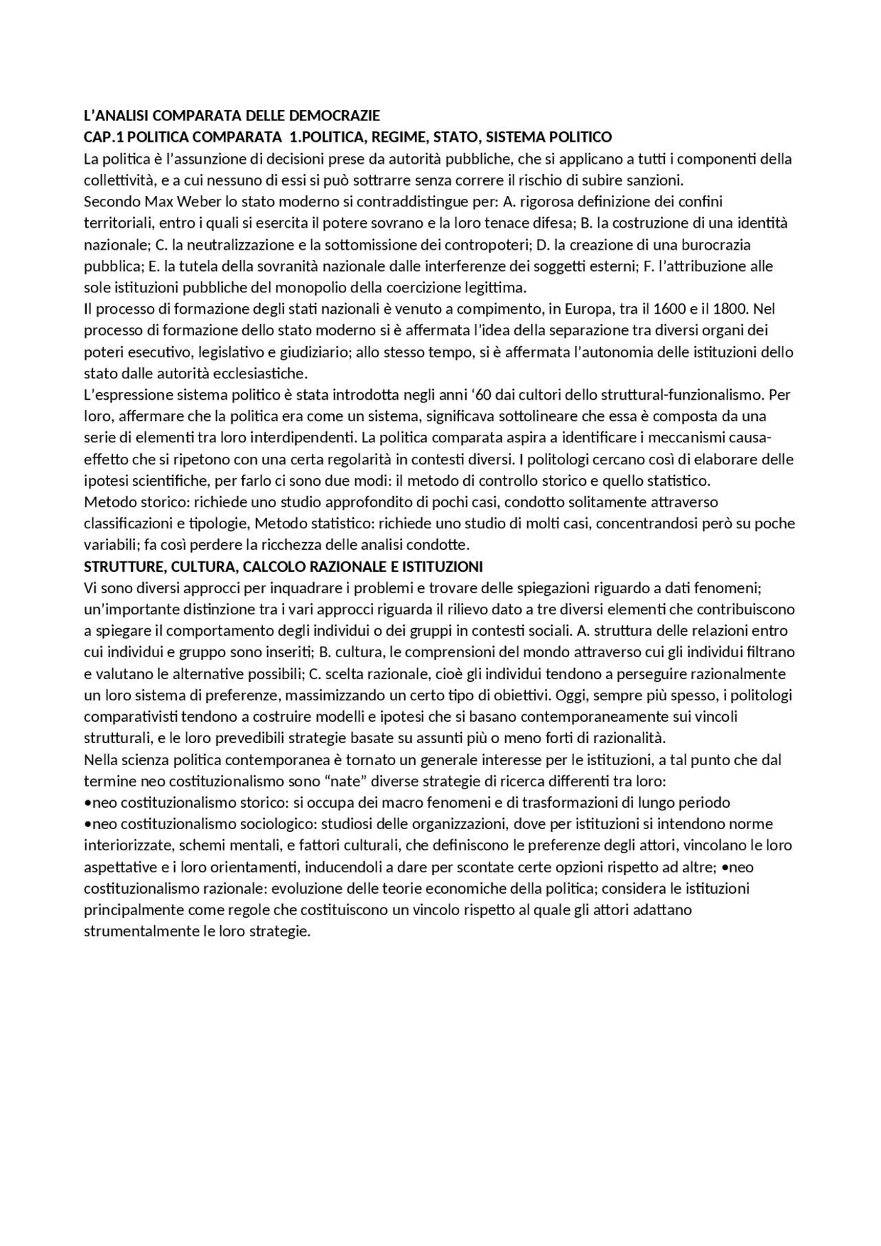 Sistemi Politici Comparati Salvatore Vassallo Docsity