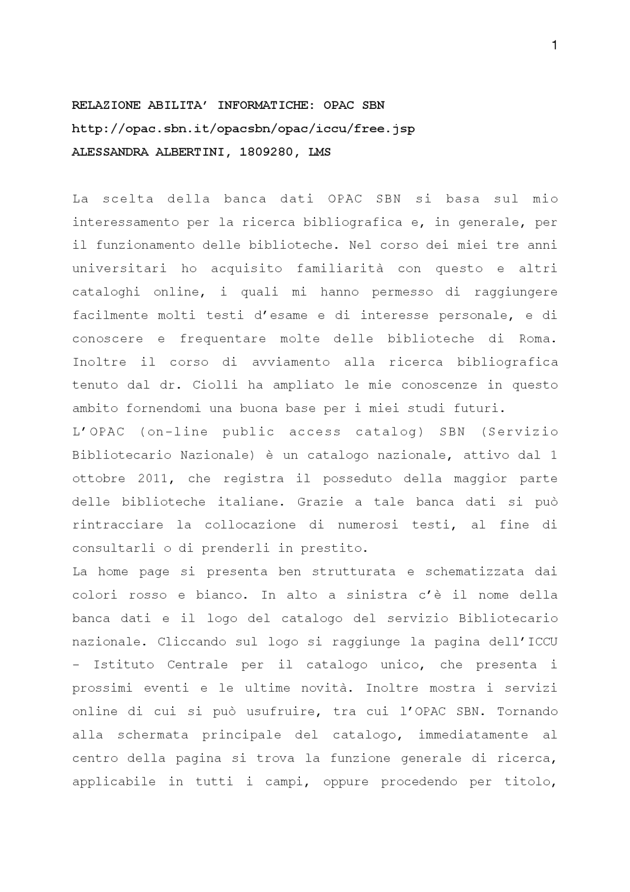 Relazione Abilità Informatiche 2cfu Lms Docsity