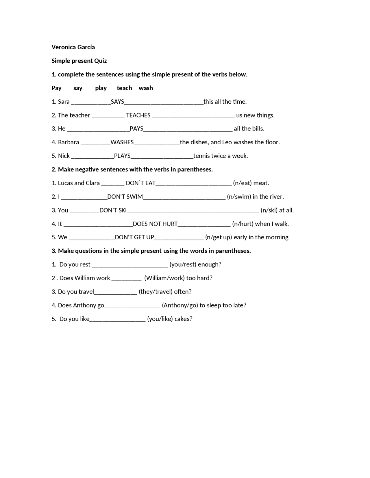 Inglés Presente Simple Docsity