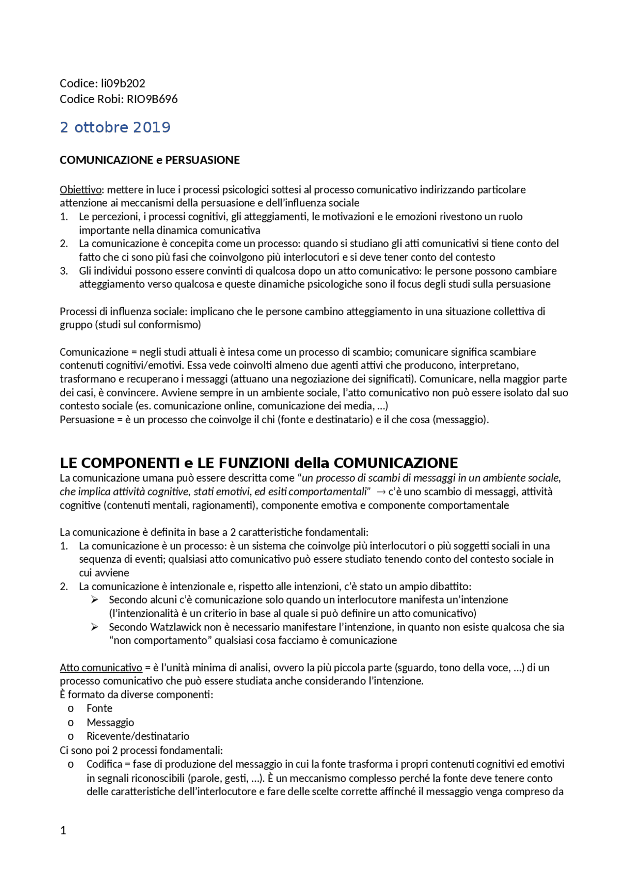 Appunti Di Comunicazione E Persuasione Docsity