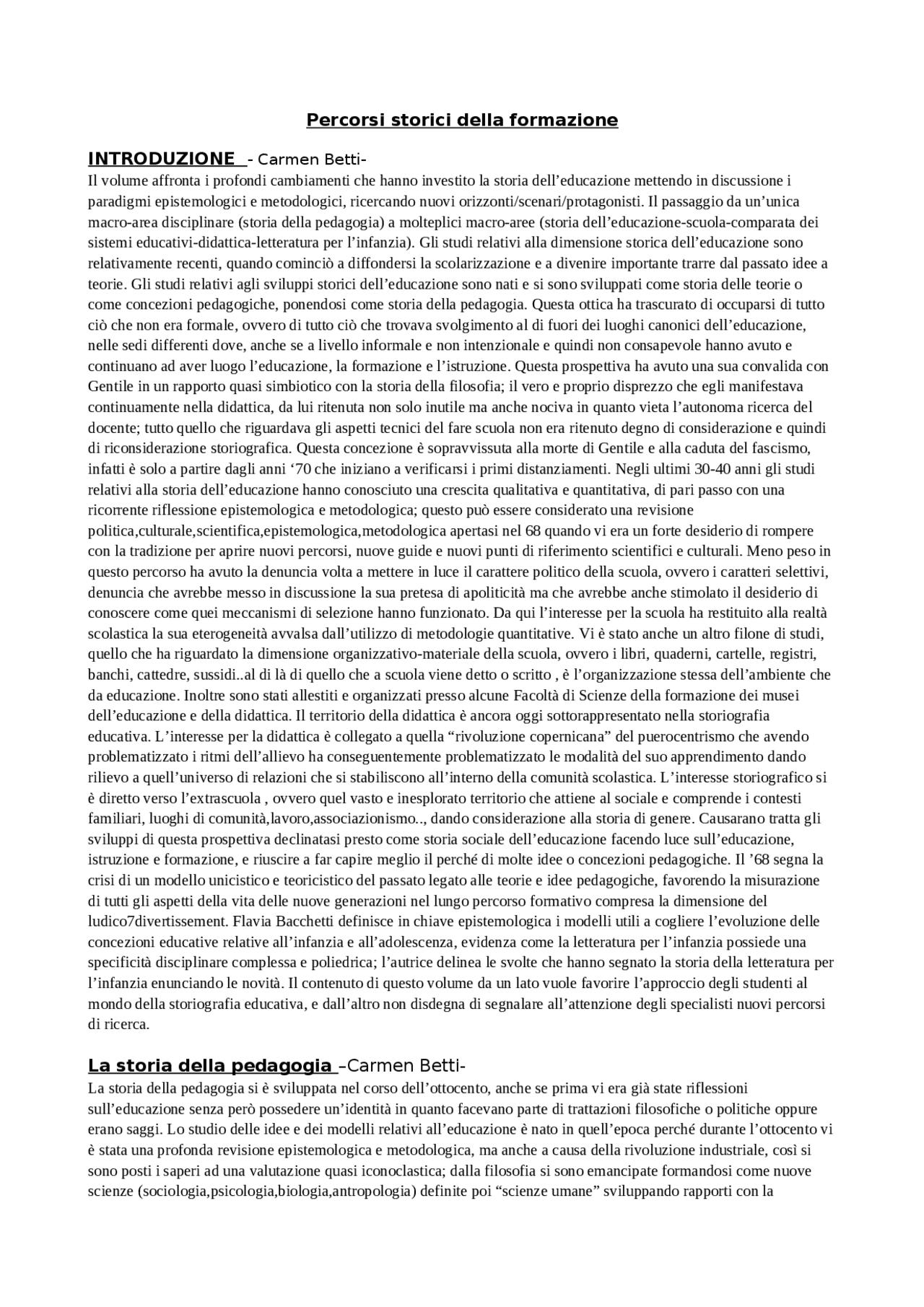 Percorsi Storici Della Formazione Docsity