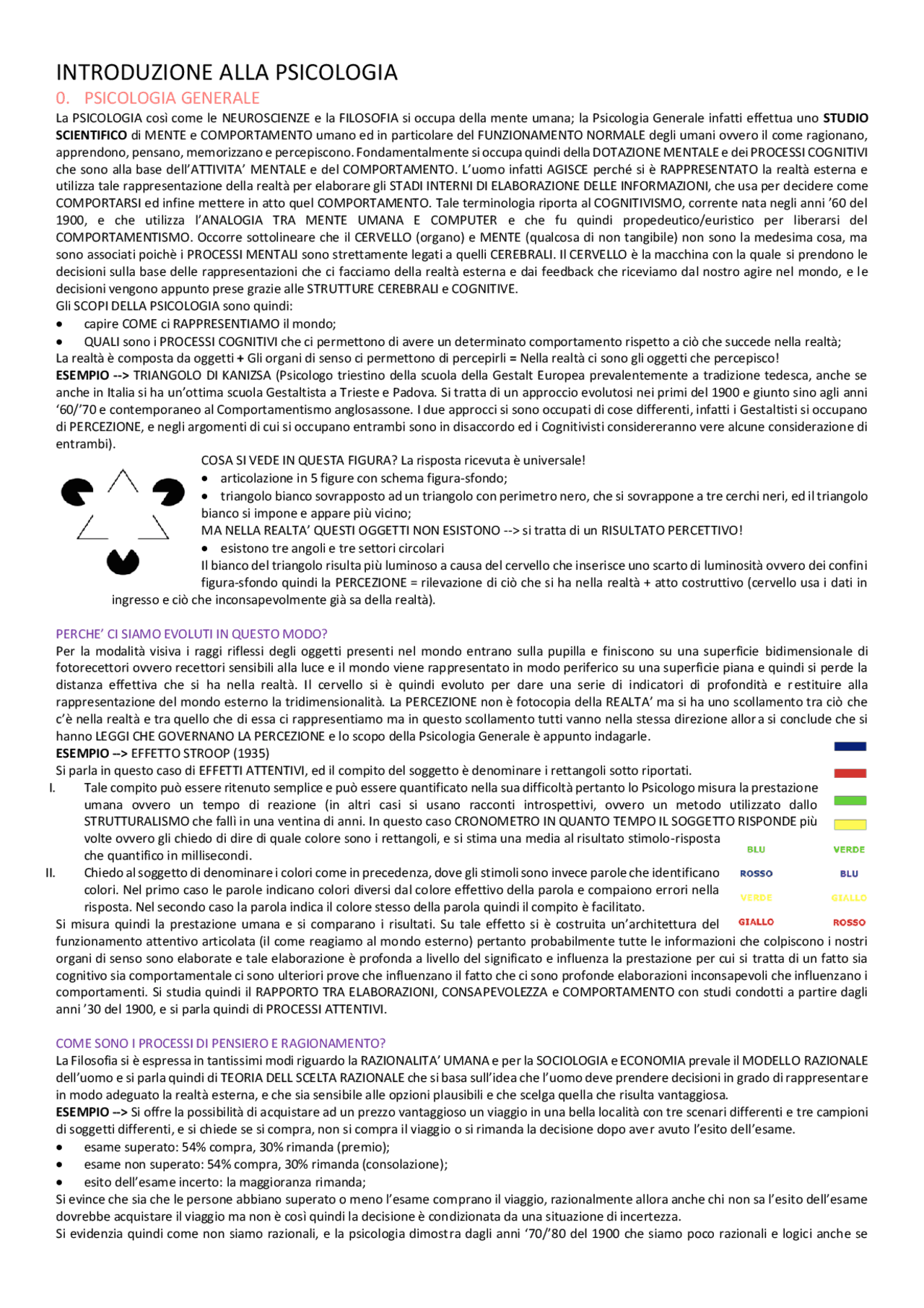 Introduzione Alla Psicologia Docsity