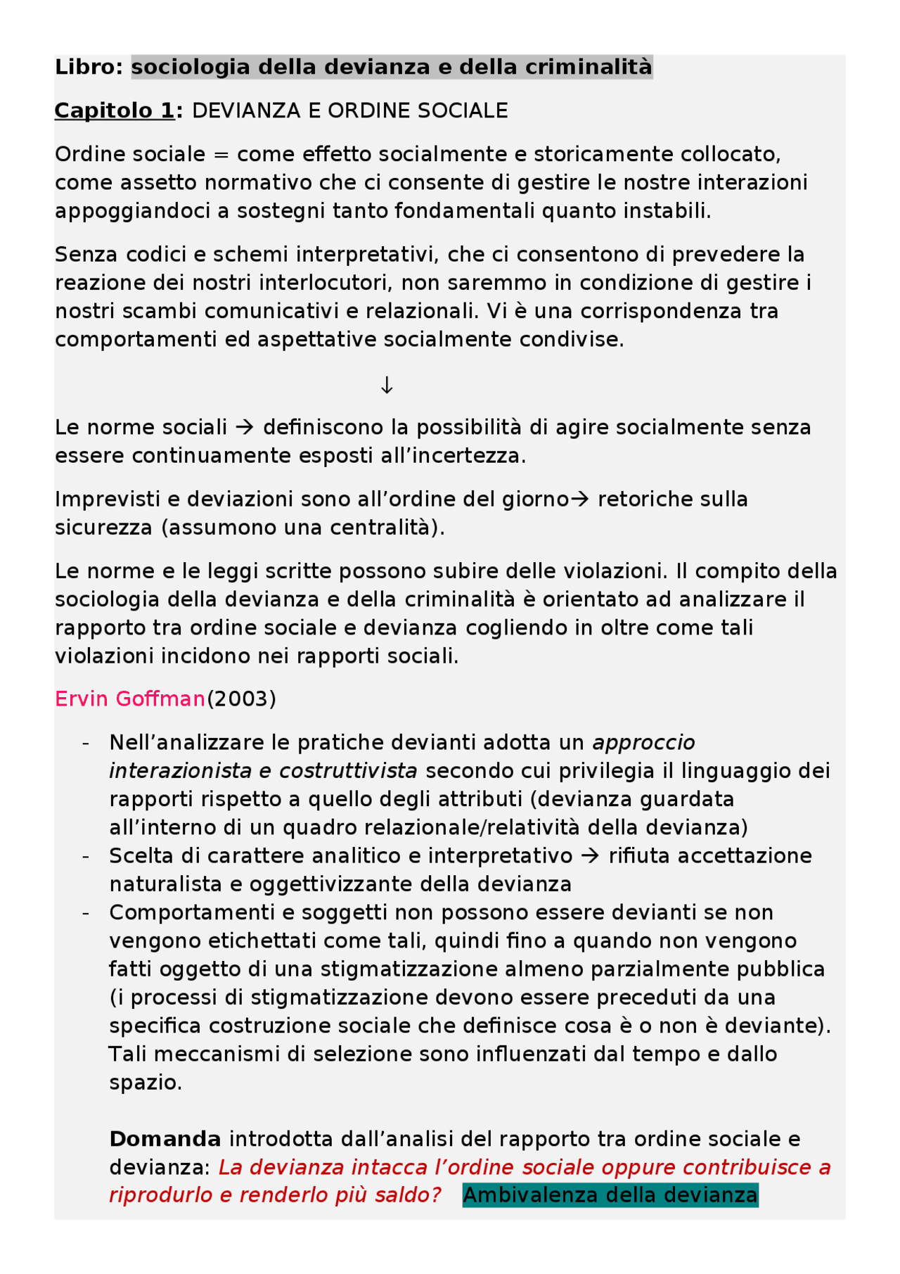Cap1 Sociologia Della Devianza Docsity