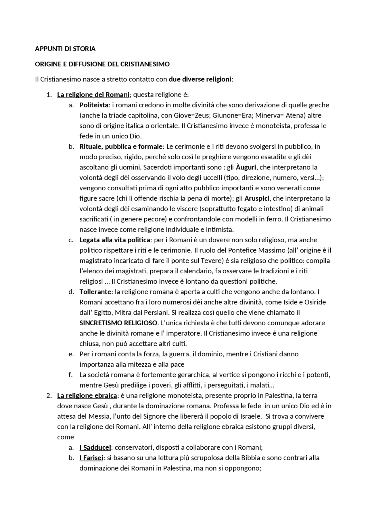 Origine E Diffusione Del Cristianesimo Docsity