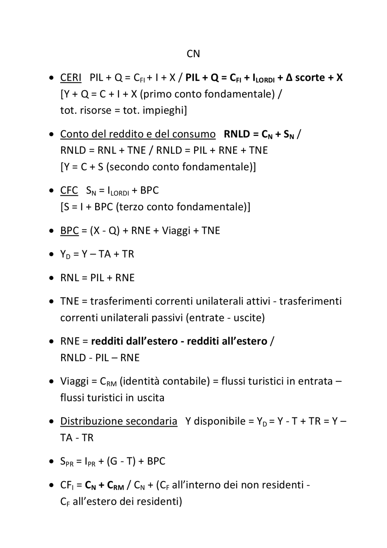 Formulario Macroeconomia Formulari Di Macroeconomia Docsity