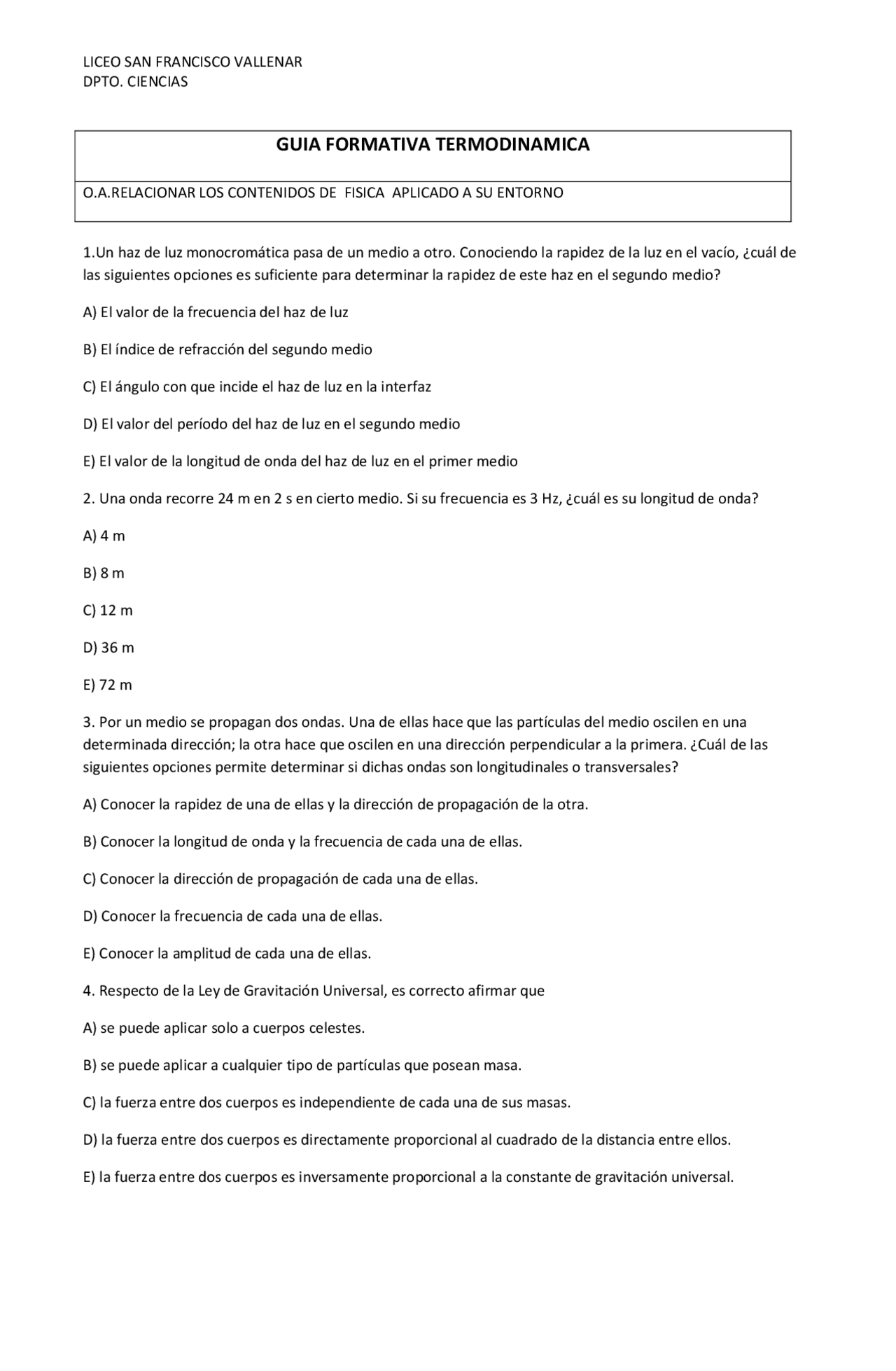 Guía Termodinámica Psu Docsity