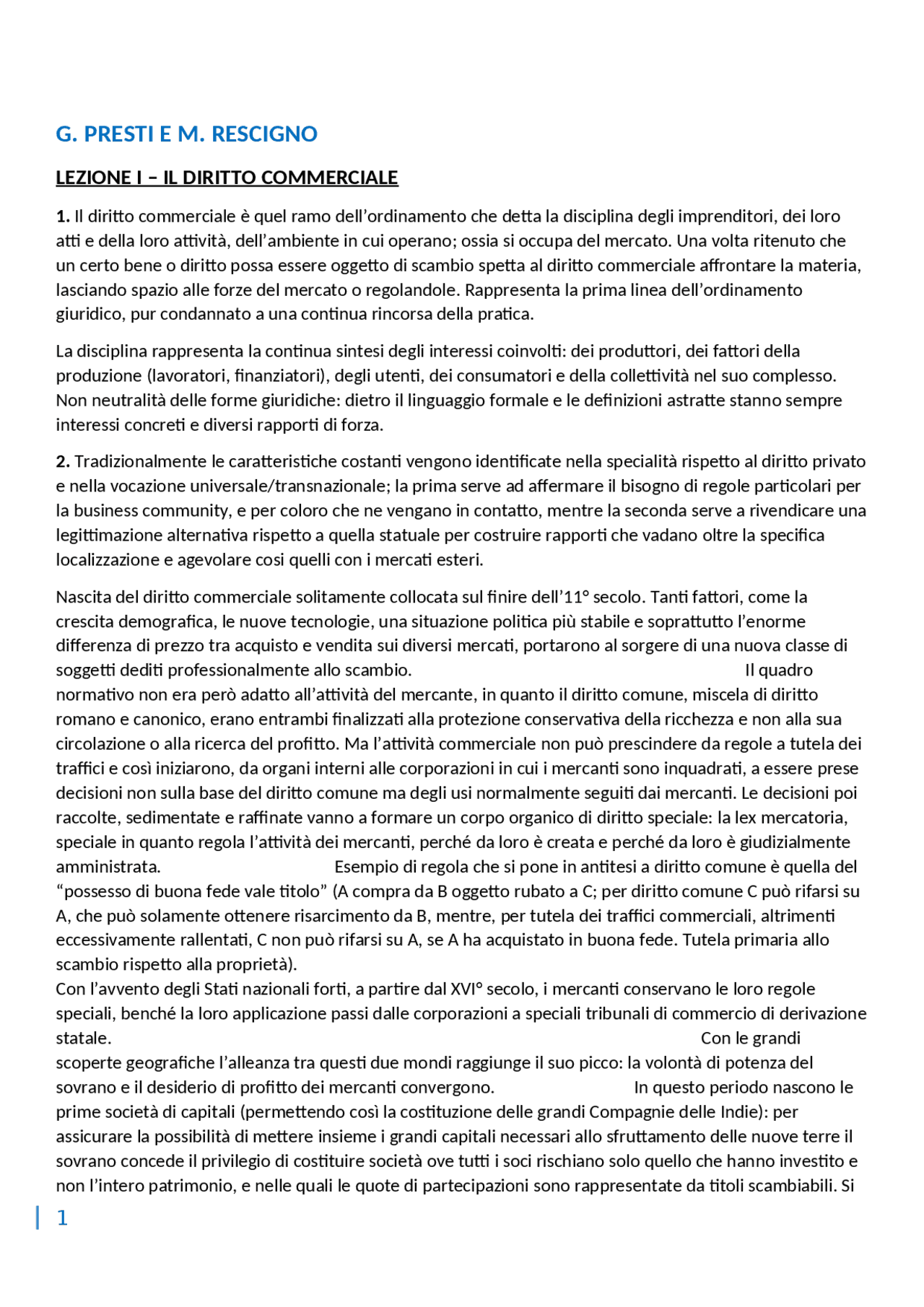 Corso Di Diritto Commerciale Presti Rescigno Volume I E Ii Docsity
