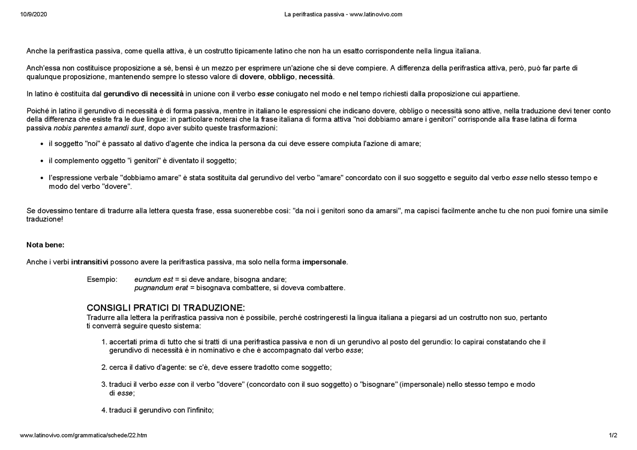 La Perifrastica Passiva Docsity