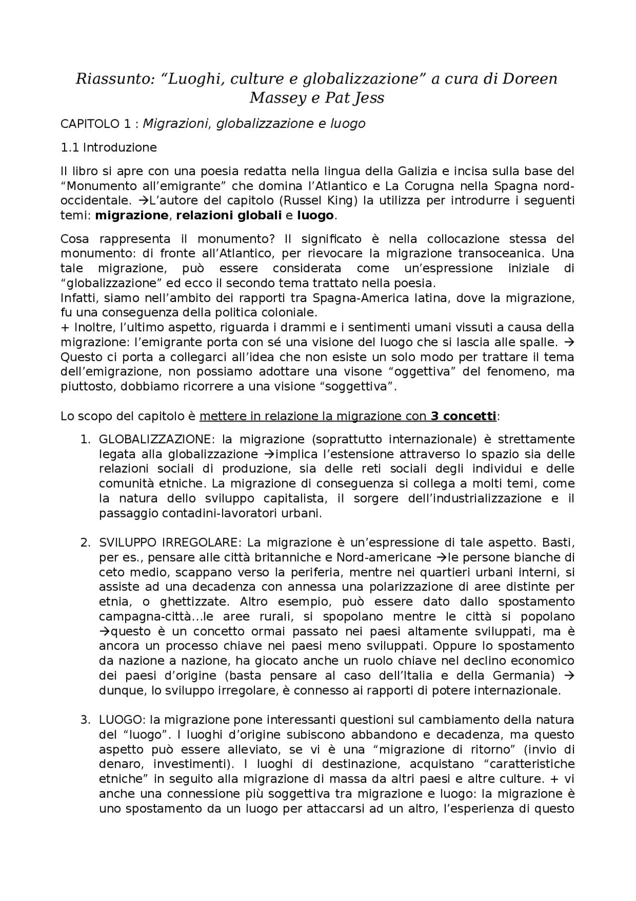 Riassunto Luoghi Culture E Globalizzazione Docsity