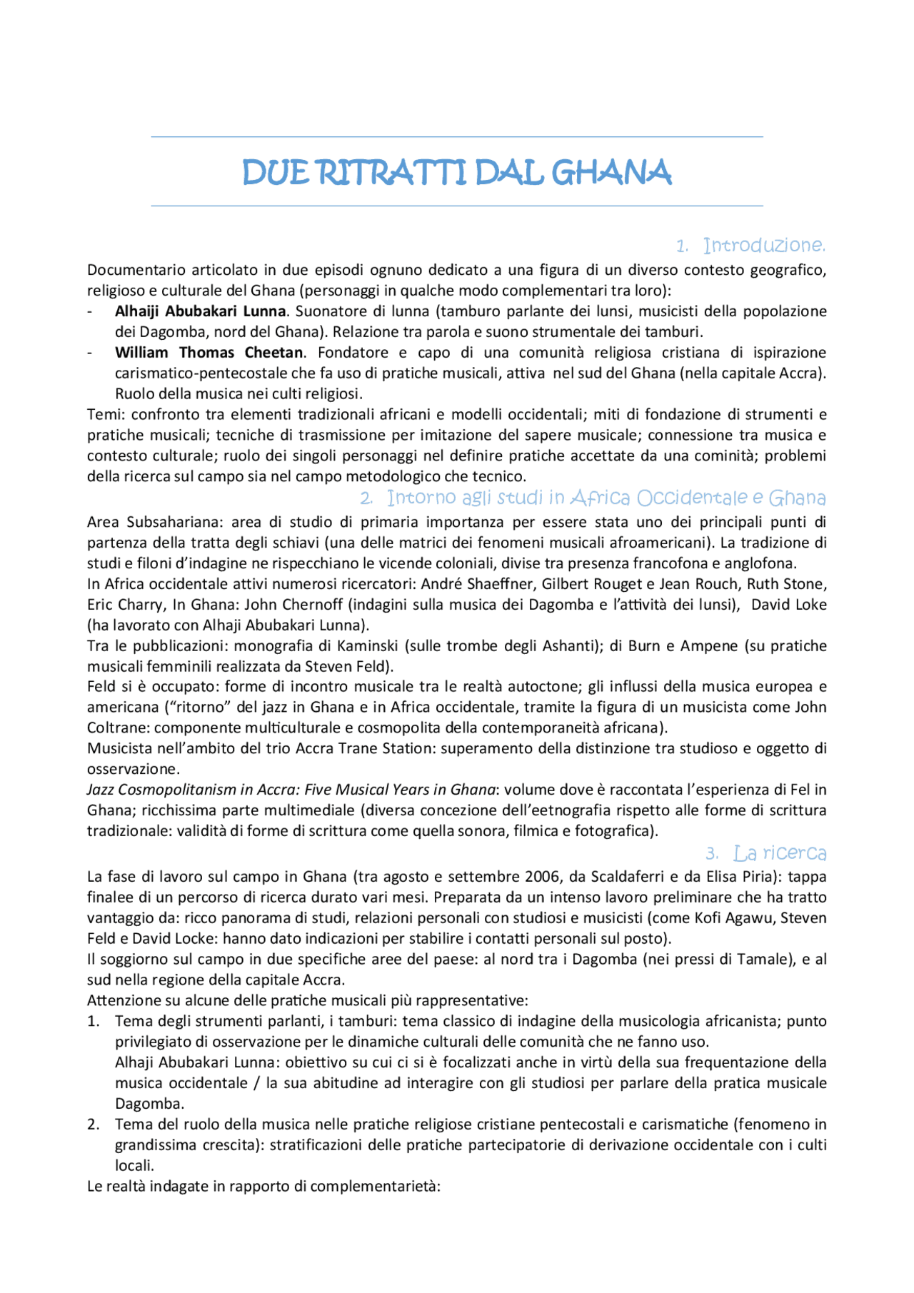 Due Ritratti Dal Ghana Scaldaferri Docsity