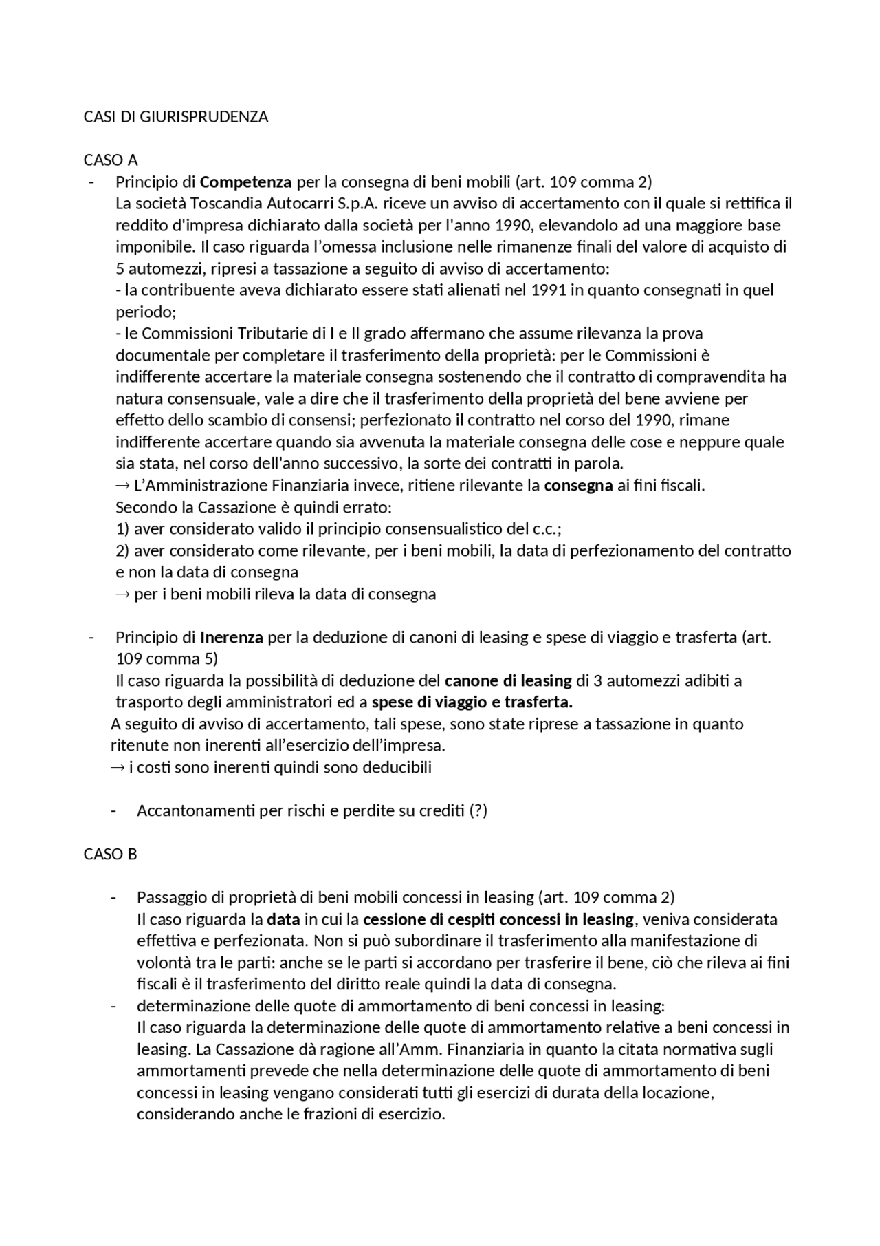 Casi Giurisprudenza Docsity