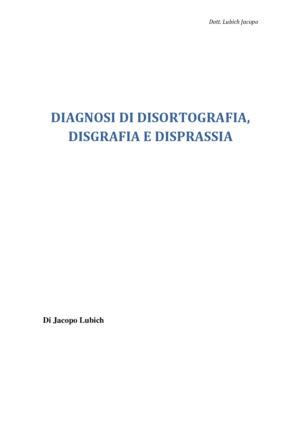 Diagnosi Di Disortografia Disgrafia E Disprassiapdf Docsity