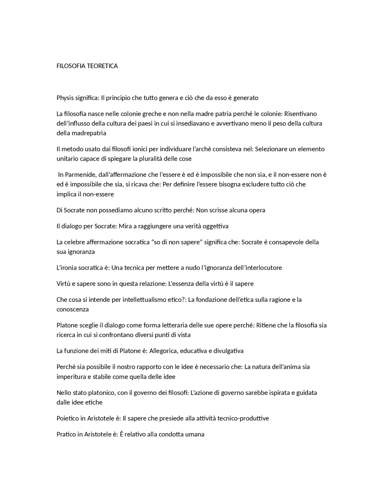 Filosofia Teoretica Docsity