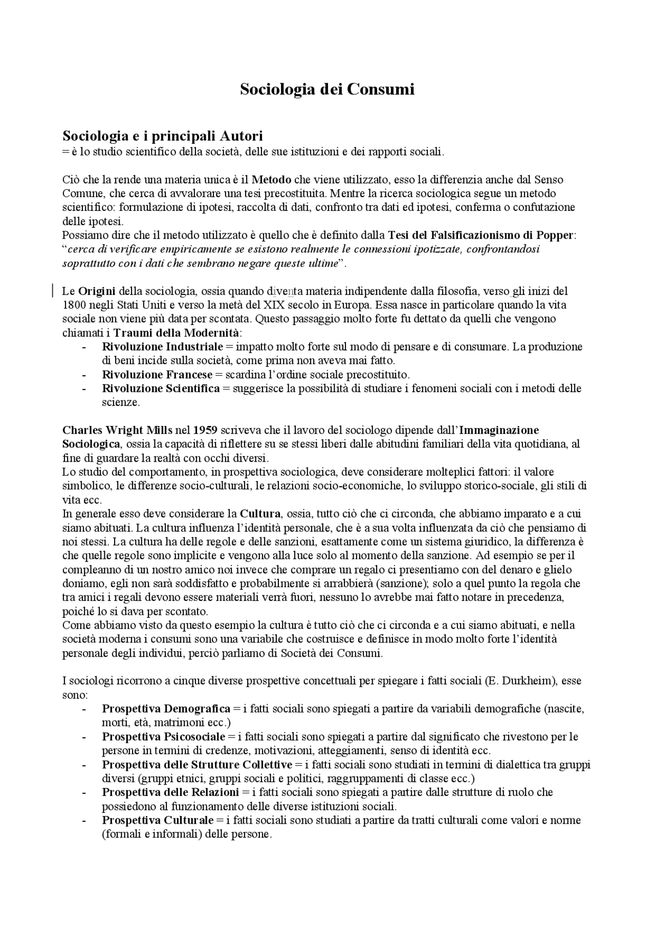 Riassunti Di Sociologia Dei Consumi Docsity