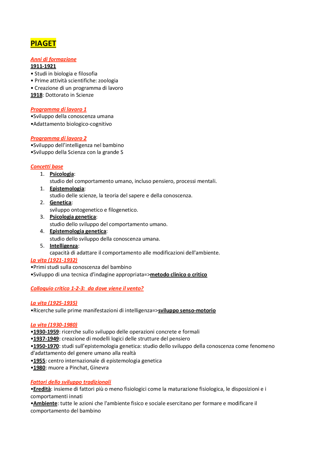 Jean Piaget Appunti Generali Docsity