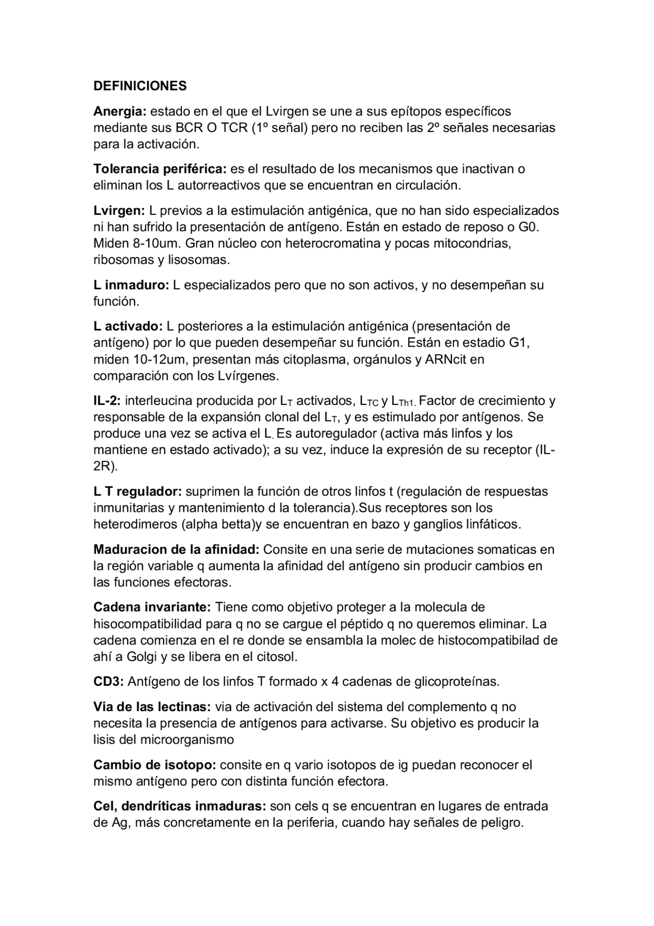 Inmunología Resúmen Docsity