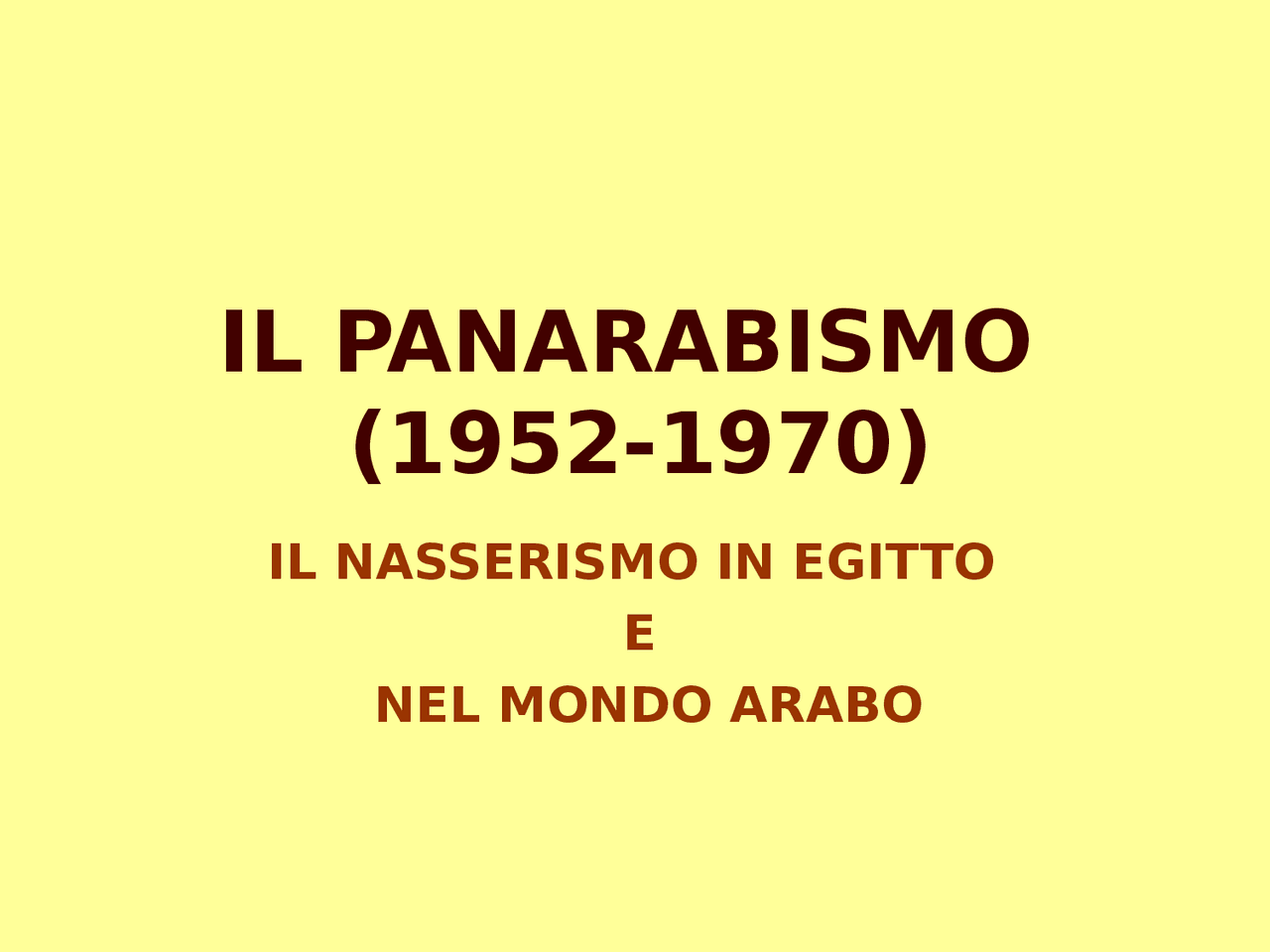 Nasser e il panarabismo - Docsity
