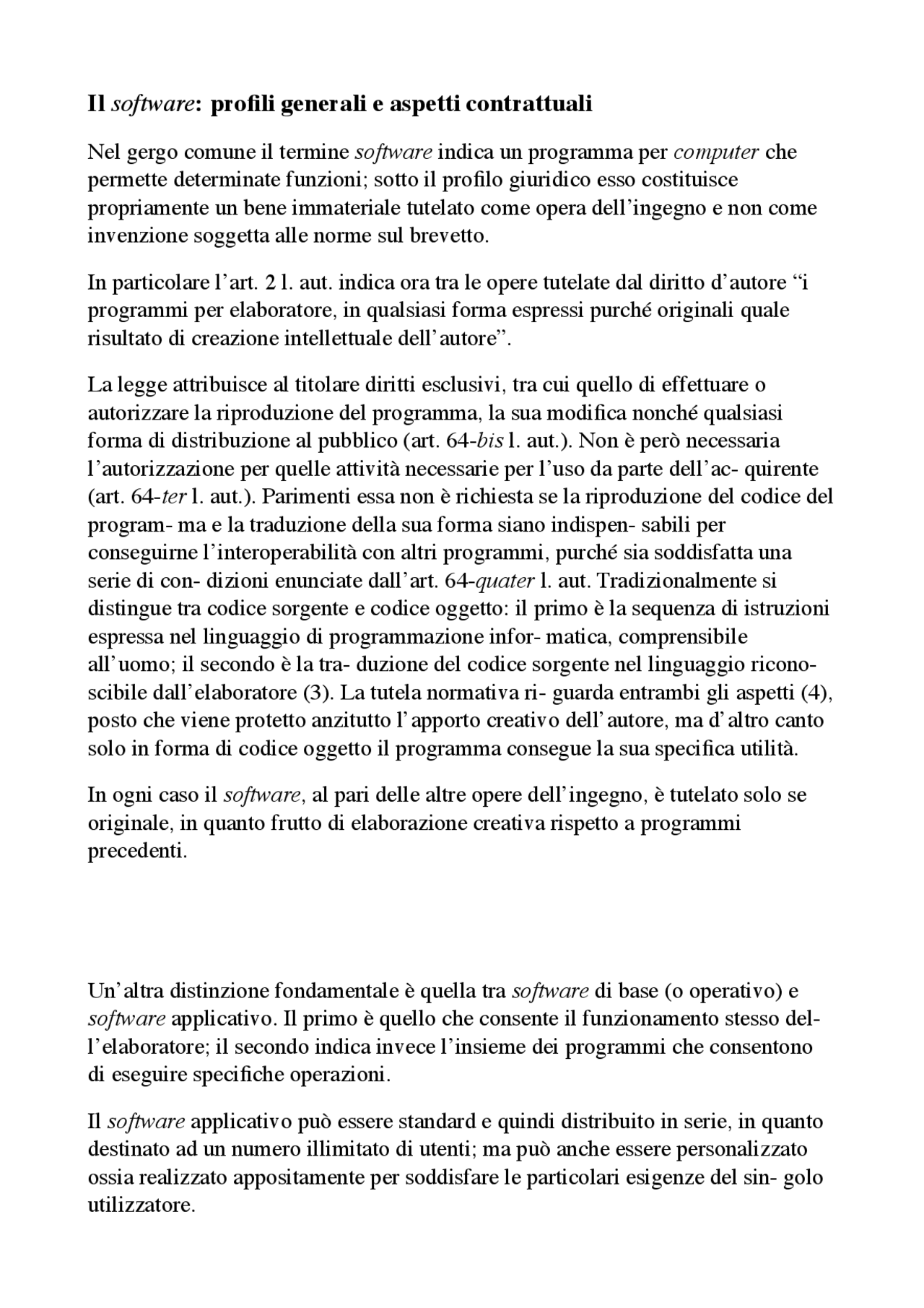 Software Diritto Industriale Docsity