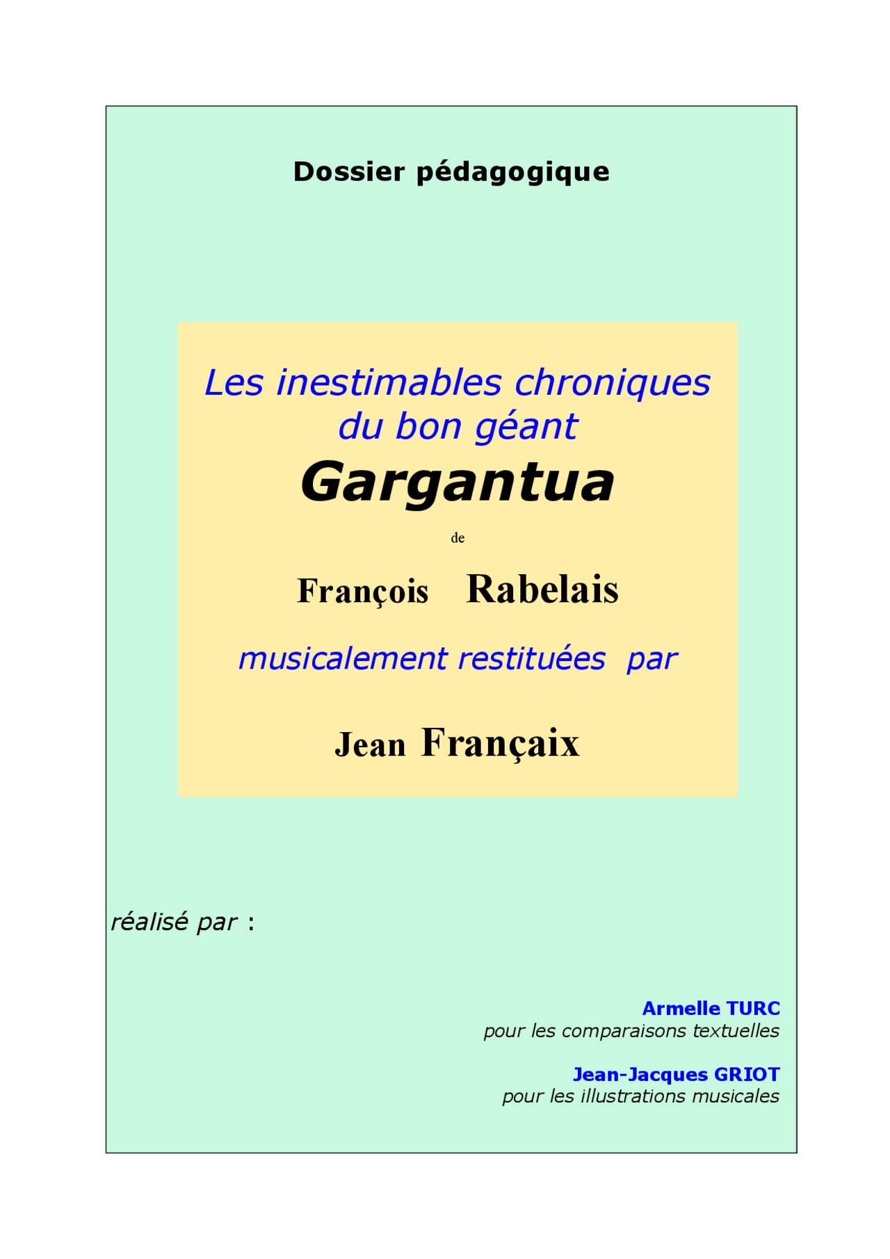 Gargantua De Rabelais Résumé Par Chapitre Docsity