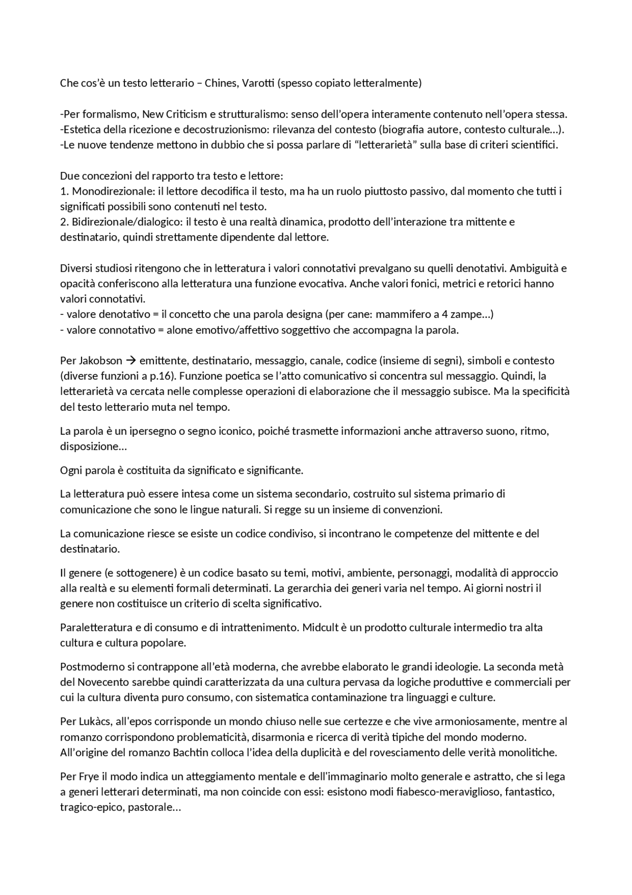 Che Cosè Un Testo Letterario Docsity