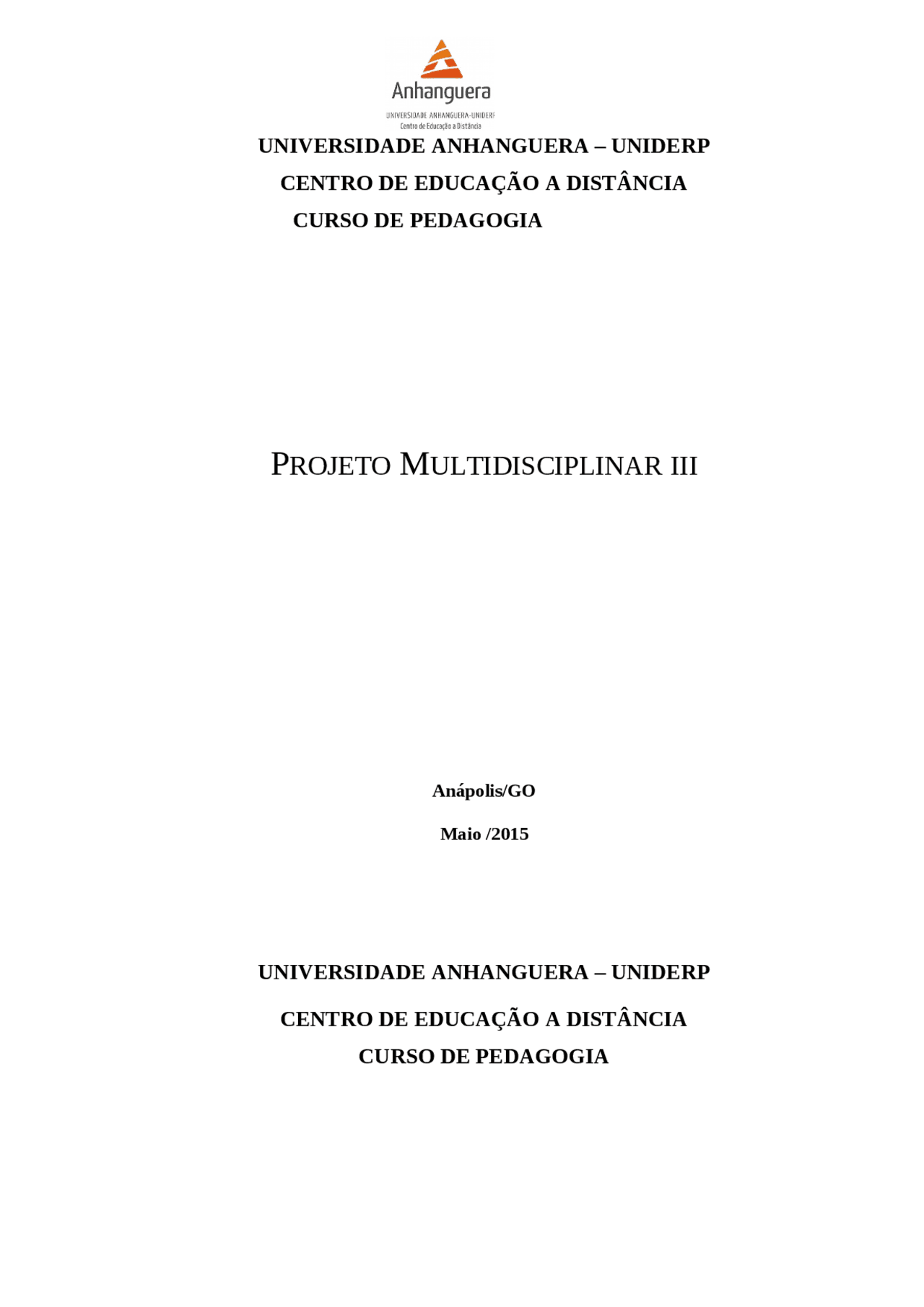 Projeto Multidisciplinar Docsity