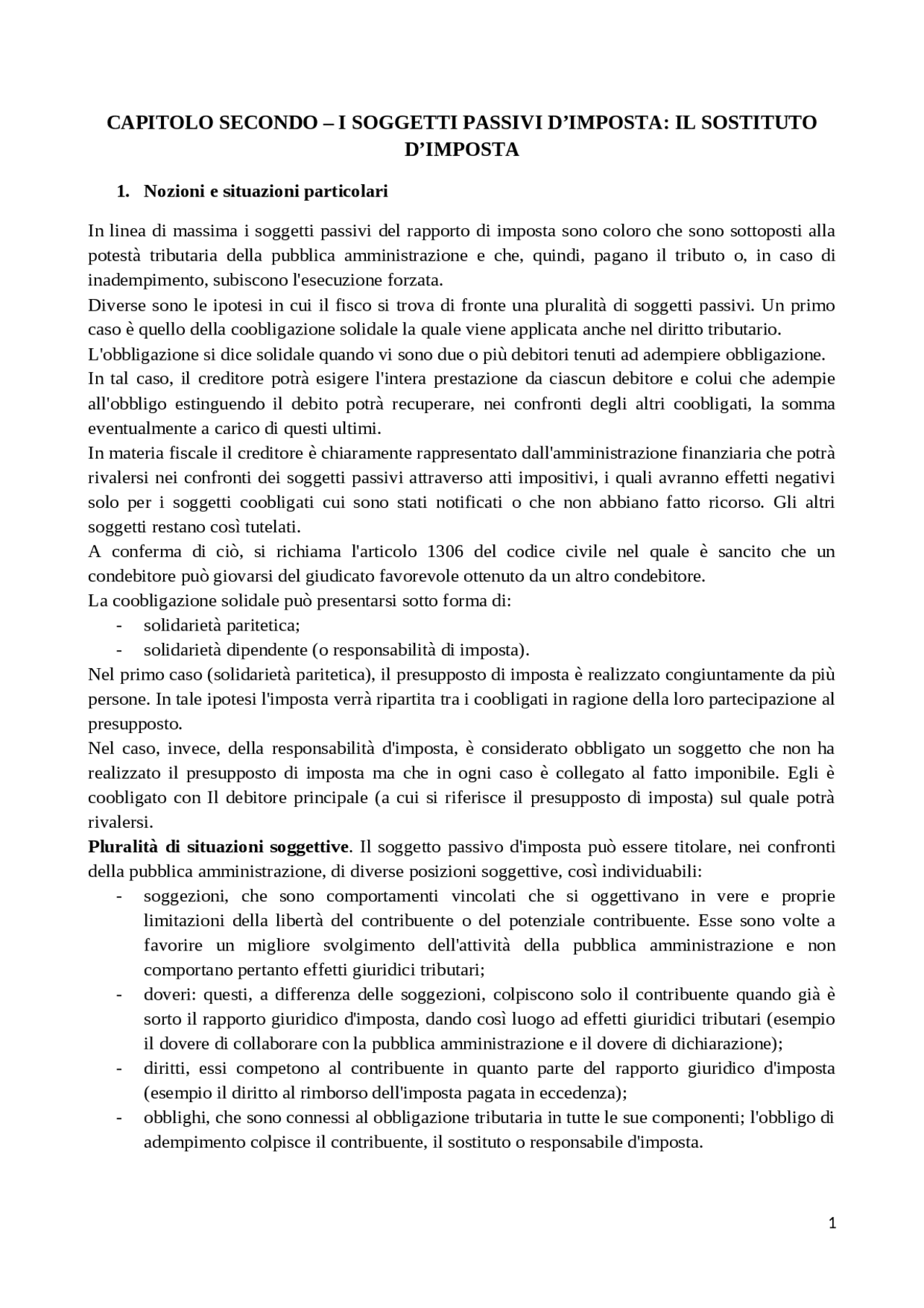 Diritto Tributario Dal Compendio Simone Docsity