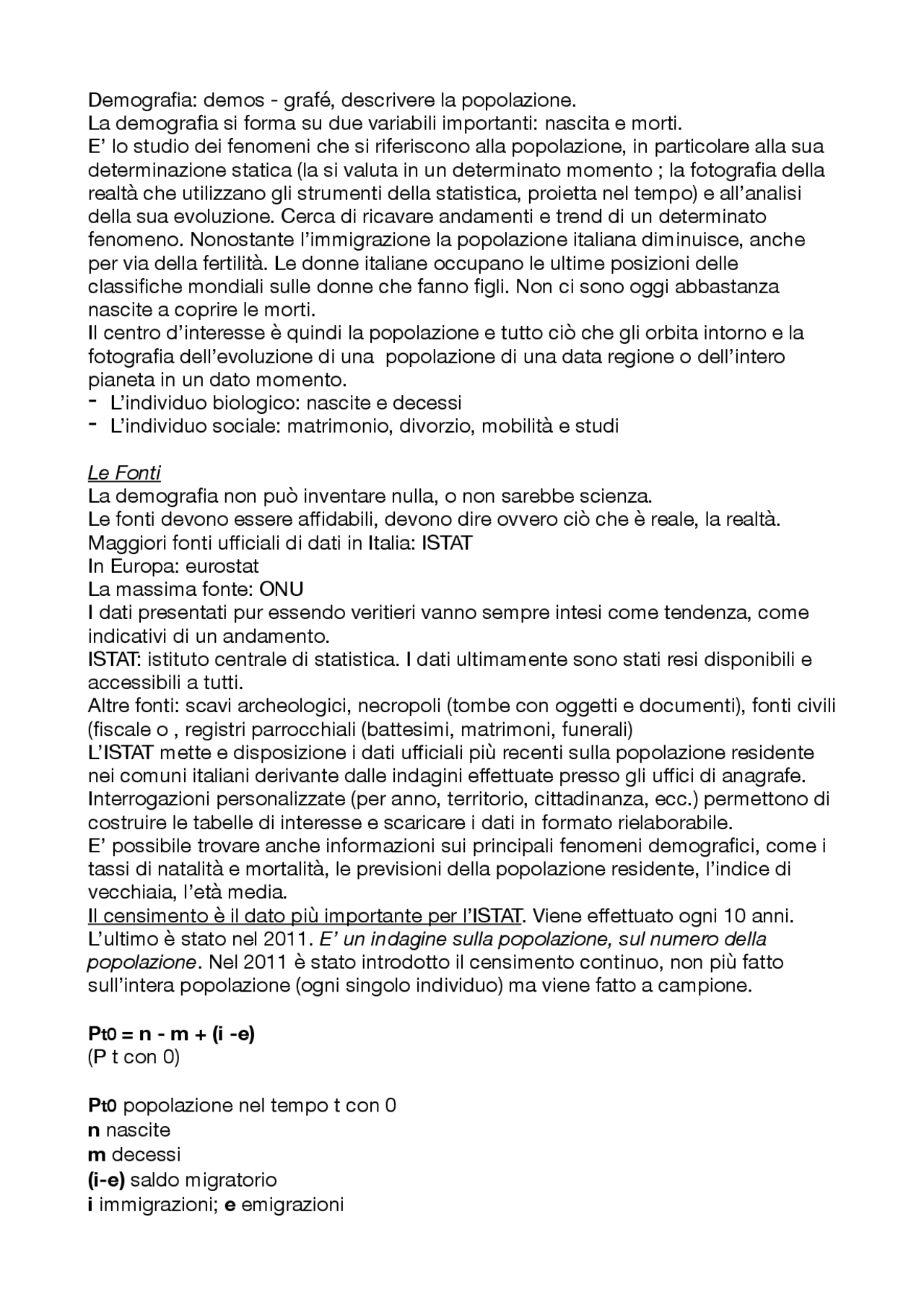 Elementi Di Demografia Iulm Docsity