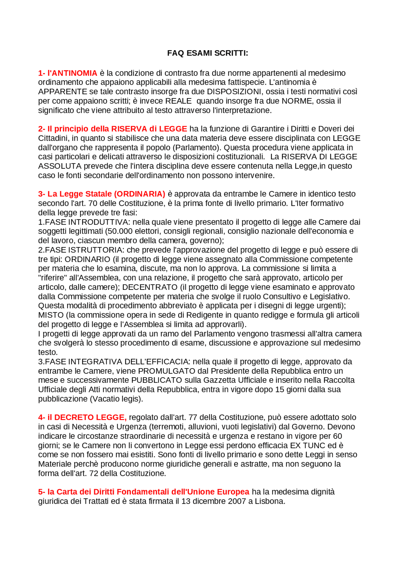 Domande e risposte di diritto costituzionale (prof. Girelli) | UniCusano - Docsity