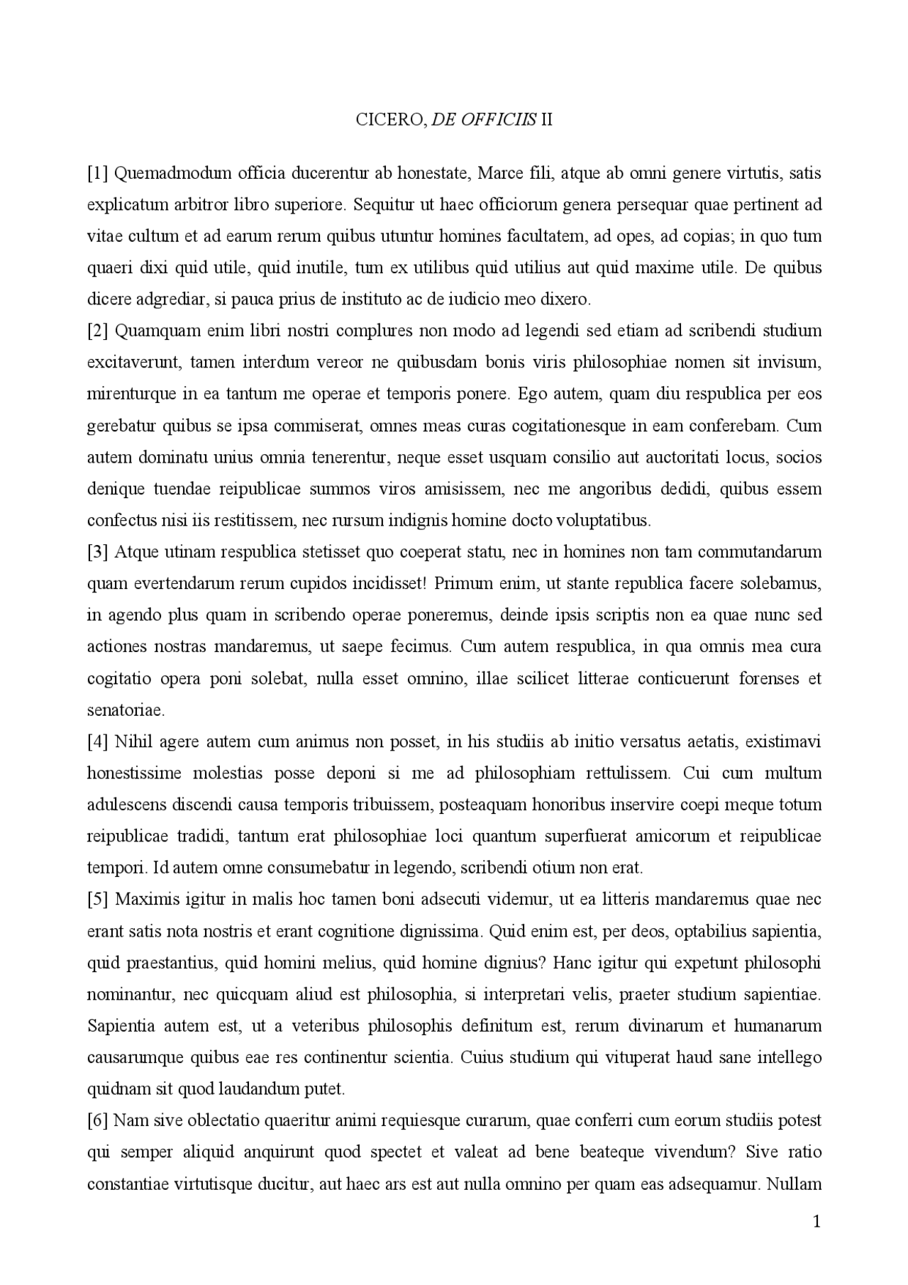 De Officiis Cicerone Libro Ii Testo Latino Versioni Di Latino Docsity