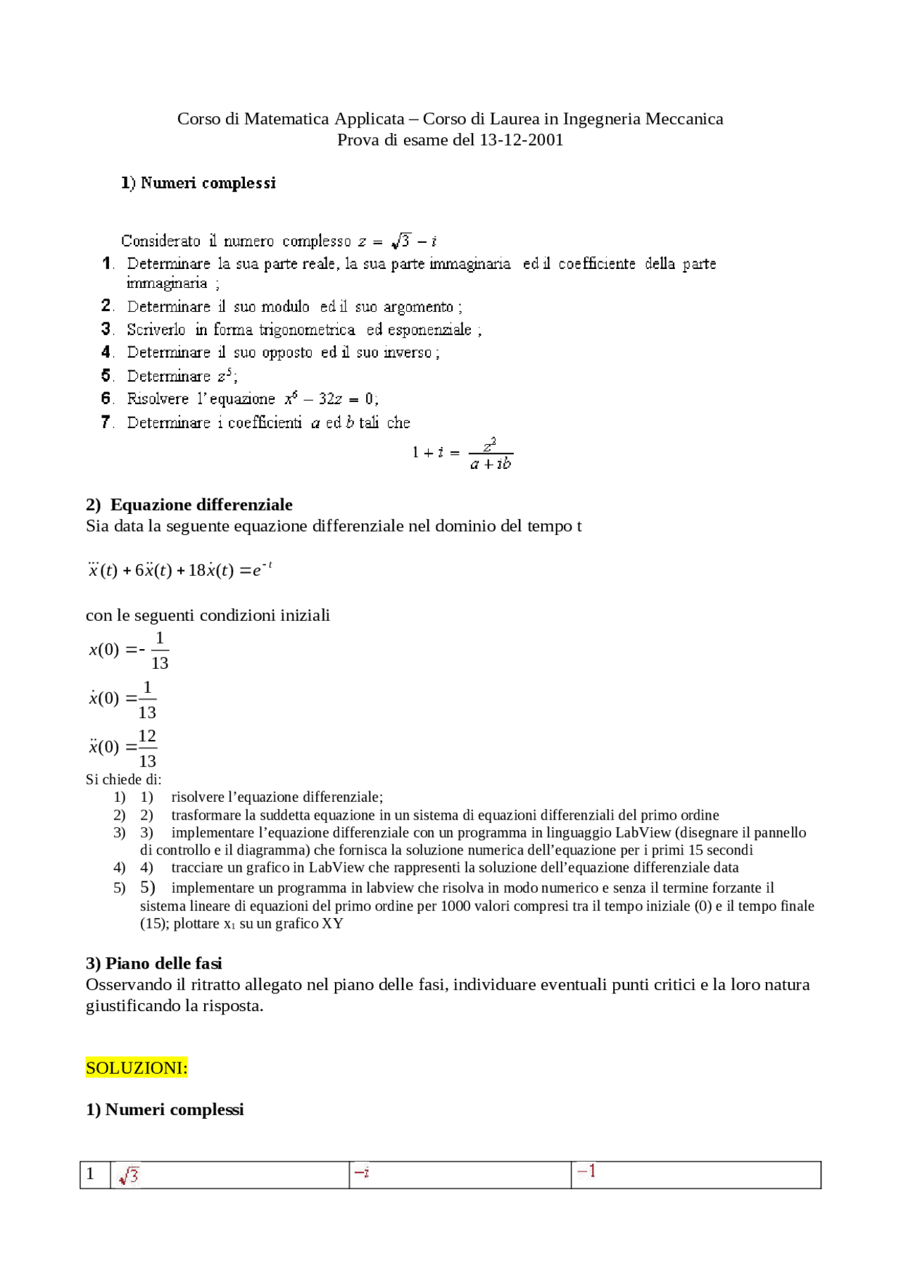 Esercizi Svolti Di Matematica Applicata Docsity