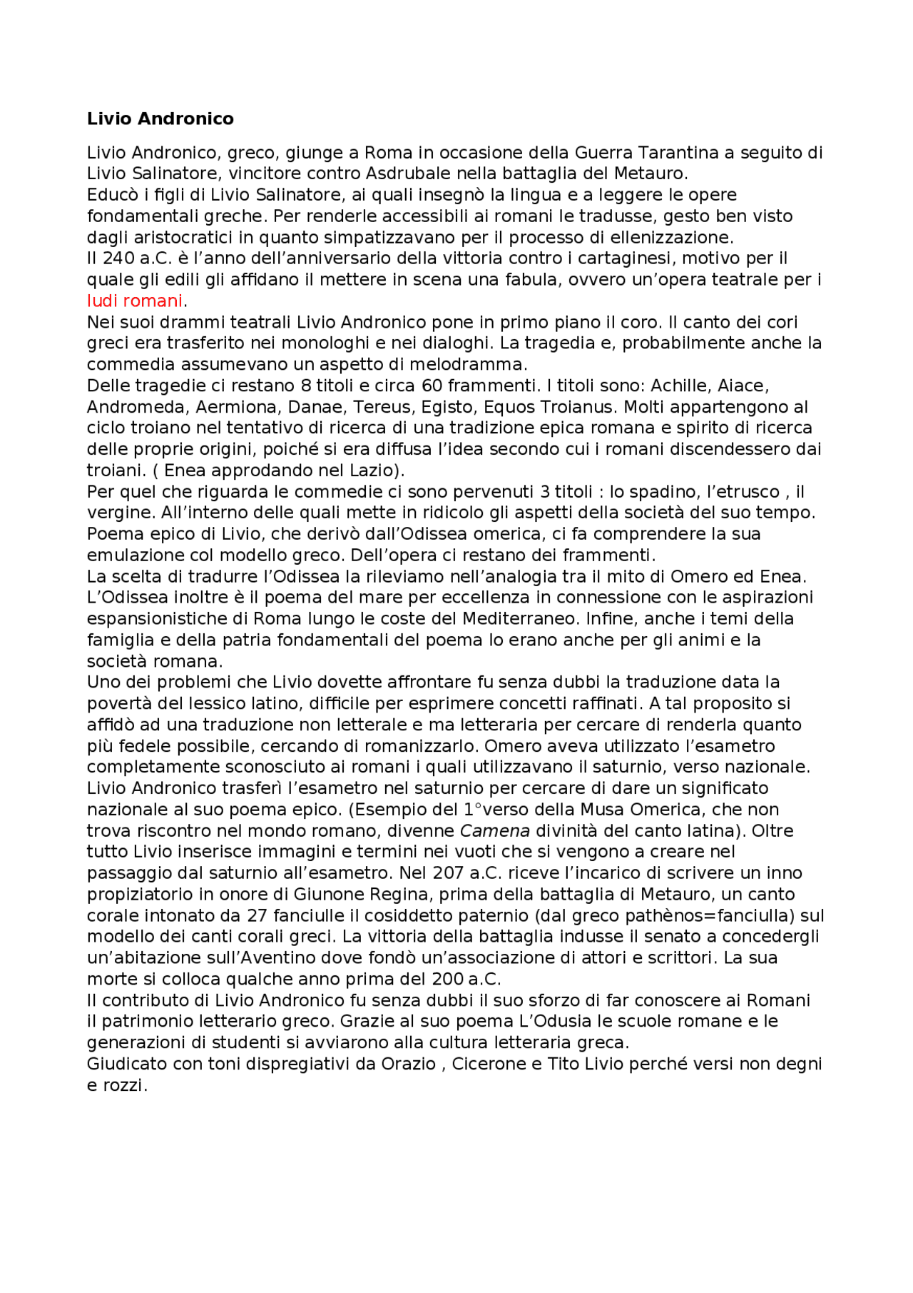 Livio Andronico Autore Età Arcaica Docsity