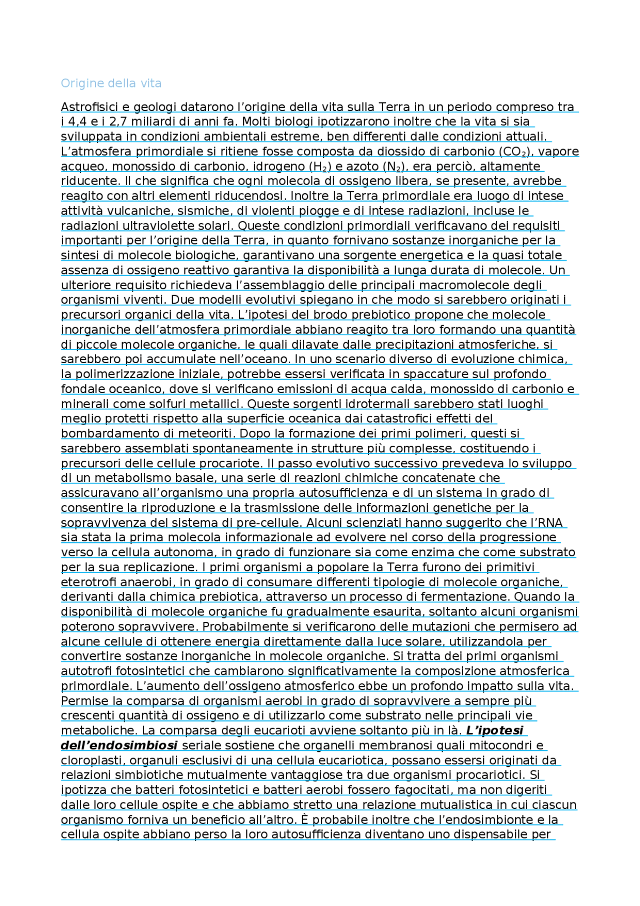 Origine Eucarioti E Procarioti Docsity