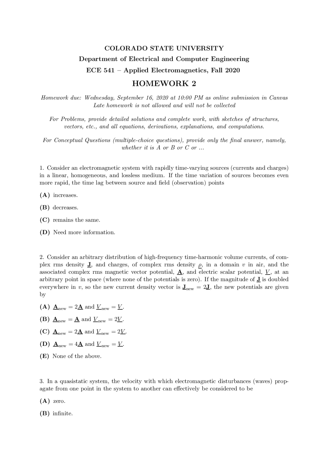 ECE 541 Applied Electromagnetics Homework 2 - Docsity