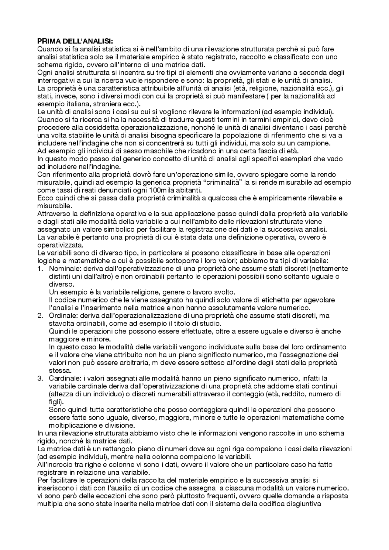 Monovariata Laboratorio Criminologico Docsity