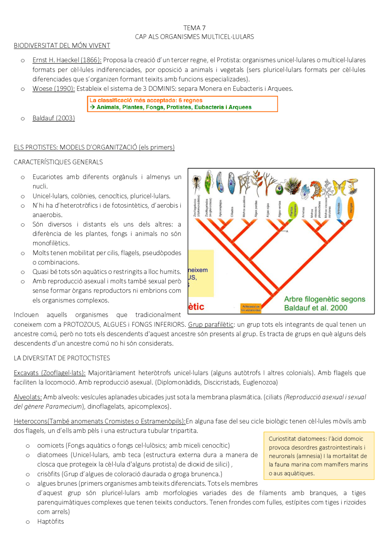 TEMA 7 - biologia I (UB) - Docsity