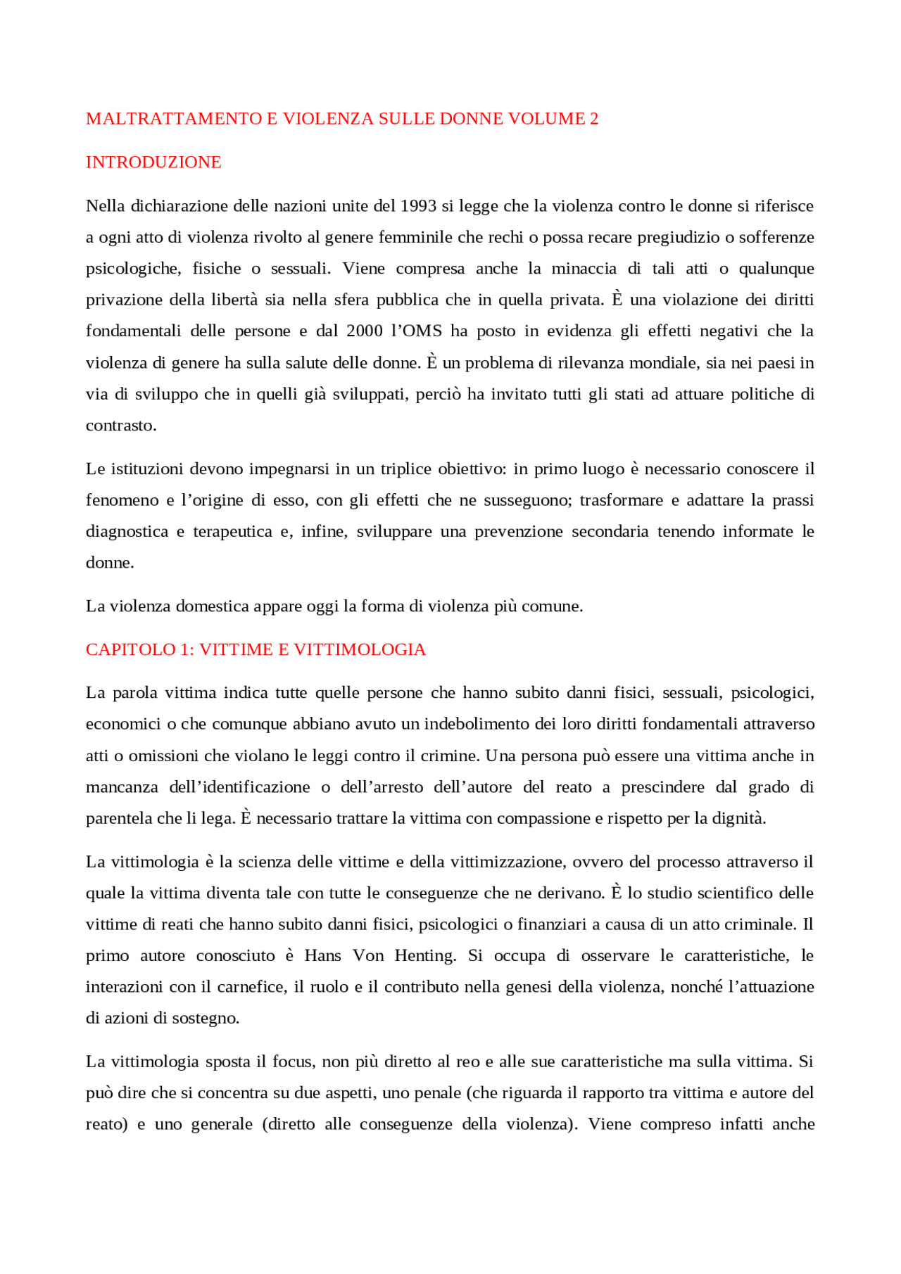 Maltrattamento E Violenza Sulle Donne Docsity