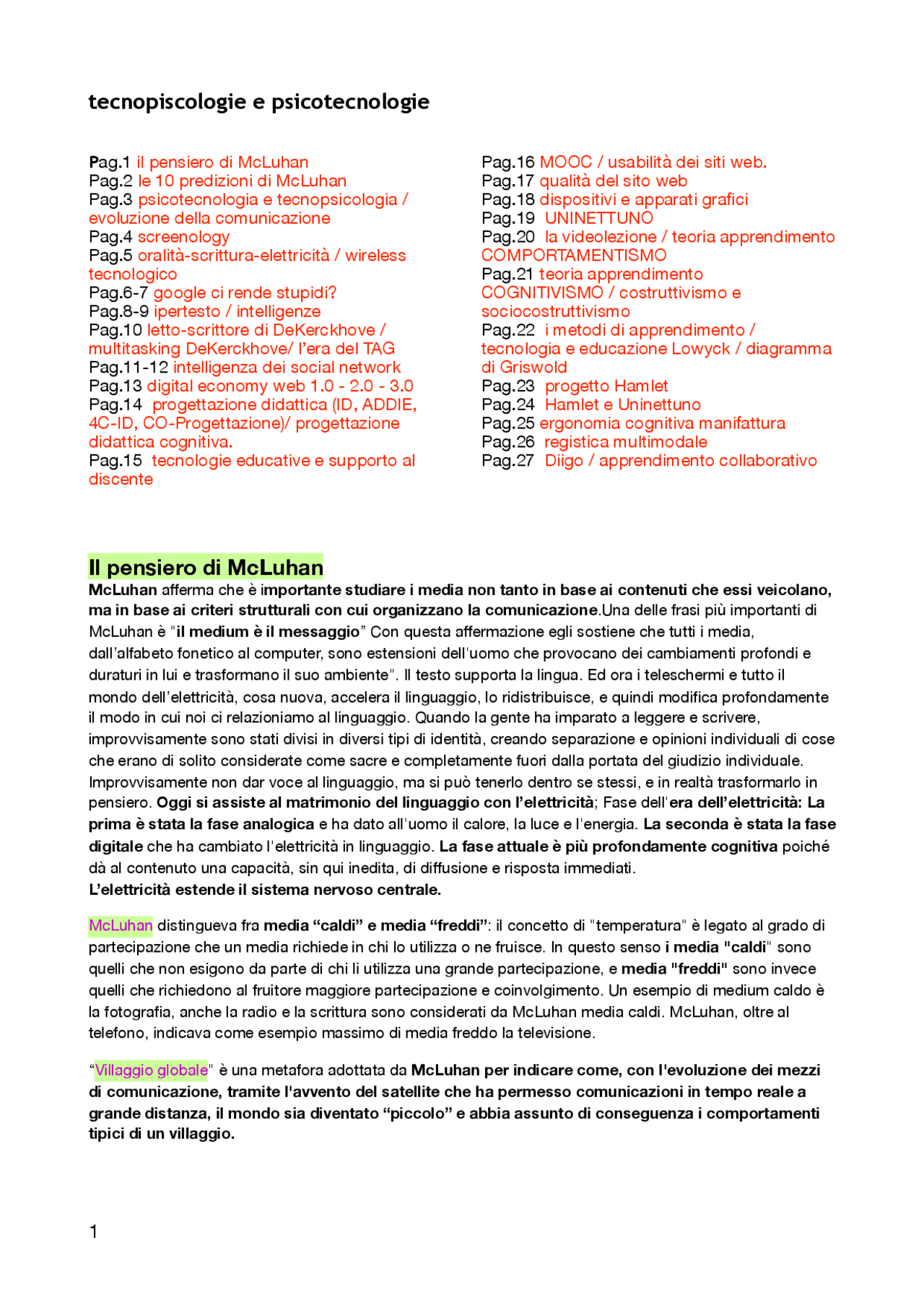 Psicotecnologie Dei Processi Formativi Docsity