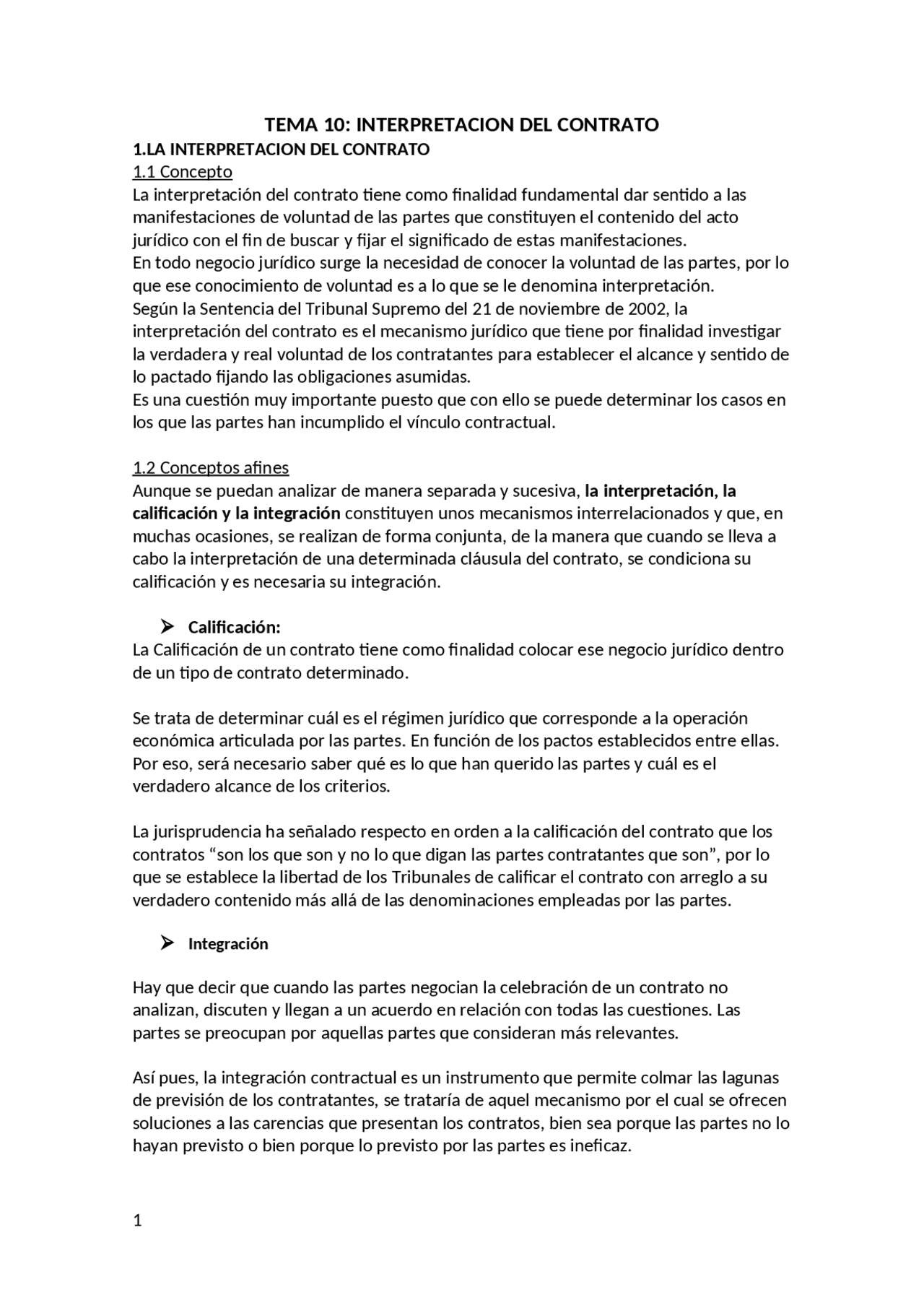 INTERPRETACIÓN DEL CONTRATO - Docsity