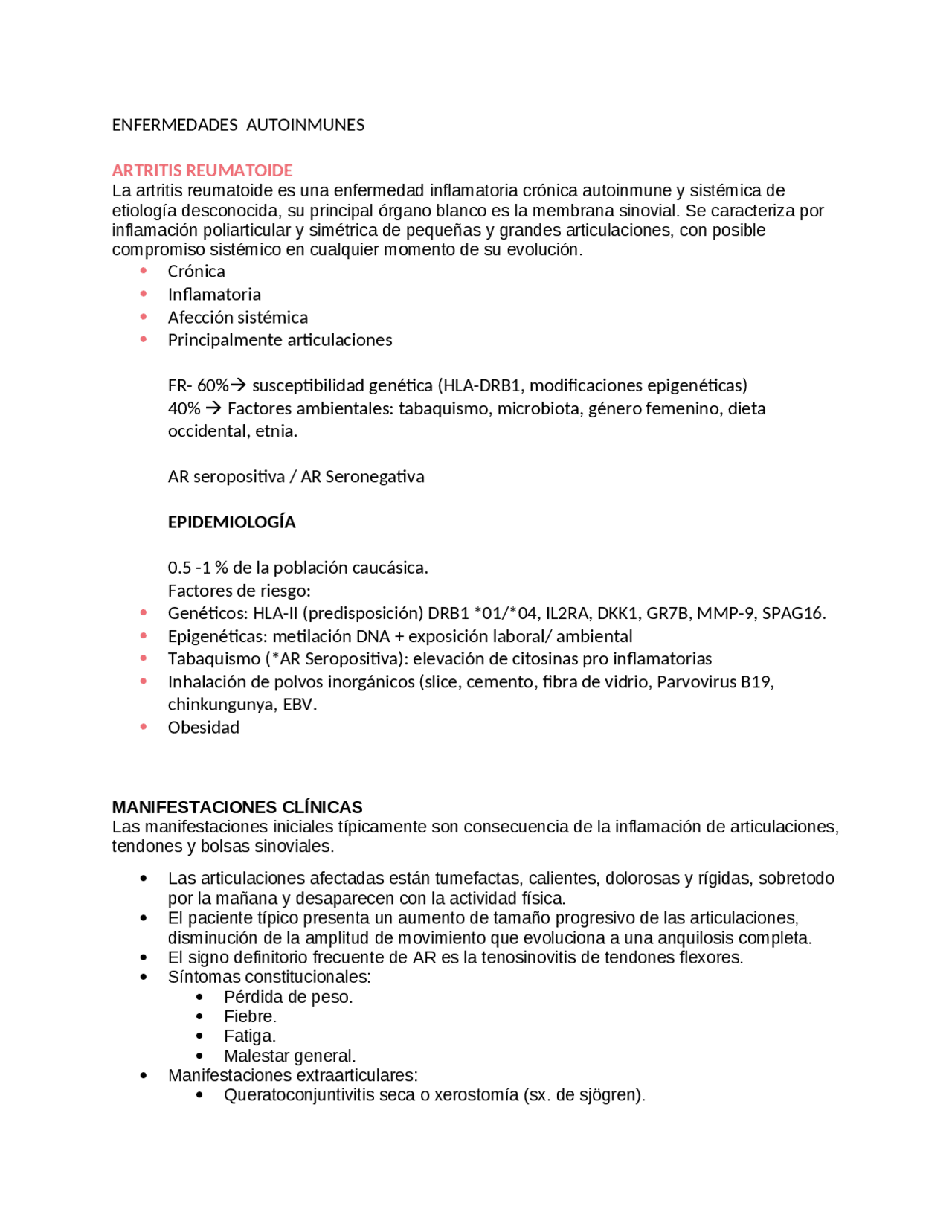 Enfermedades Autoinmunes Apuntes De Inmunología Docsity