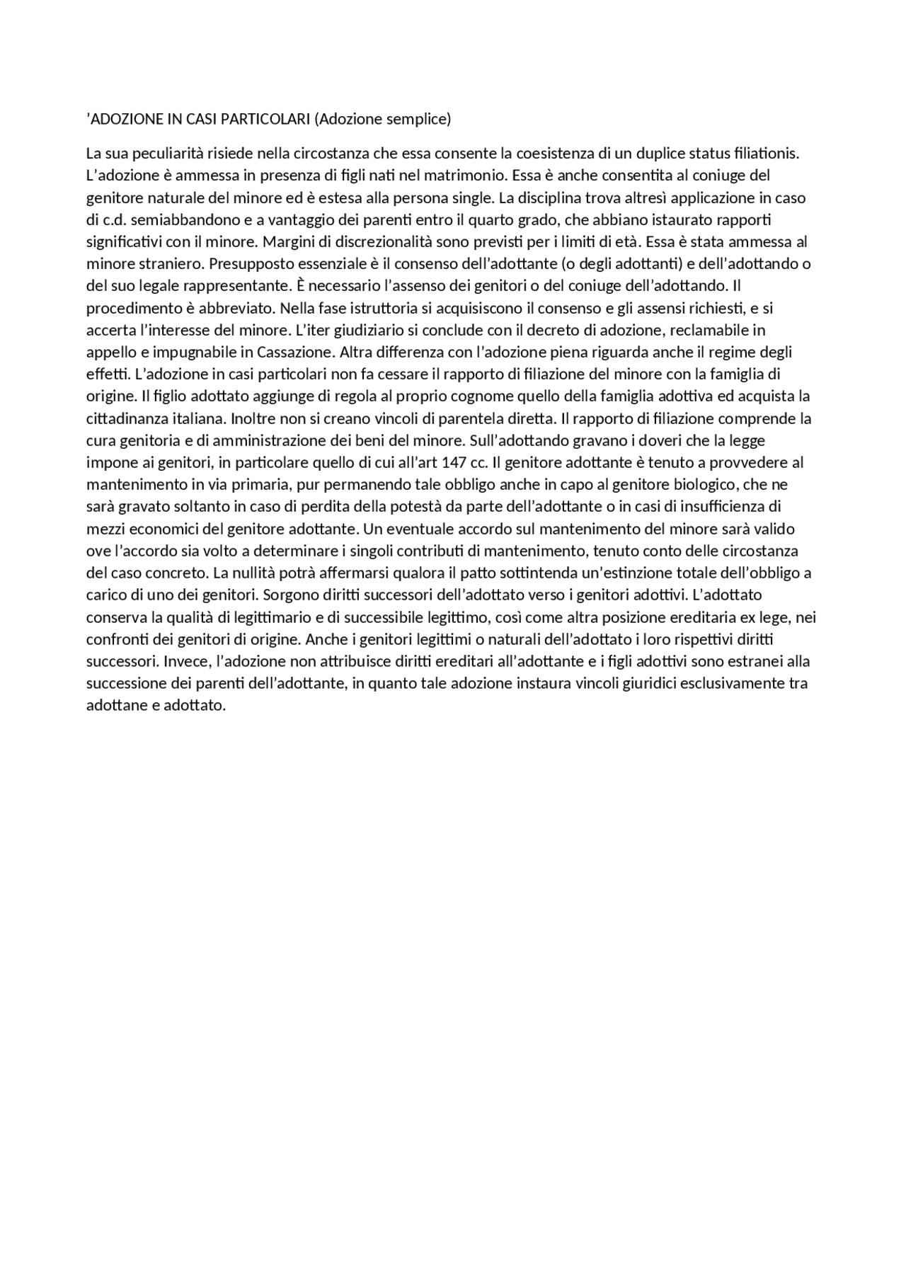 Adozione In Casi Particolari Docsity