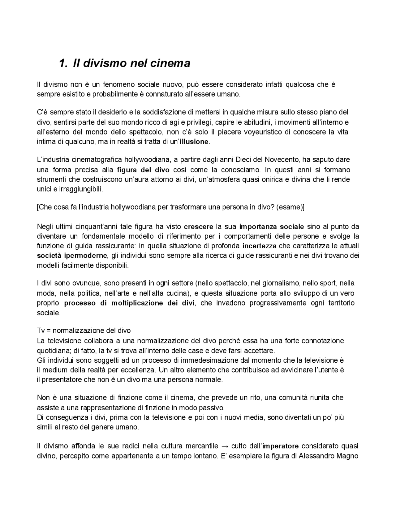 Riassunto Il Divismo Prof Codeluppi Iulm Docsity