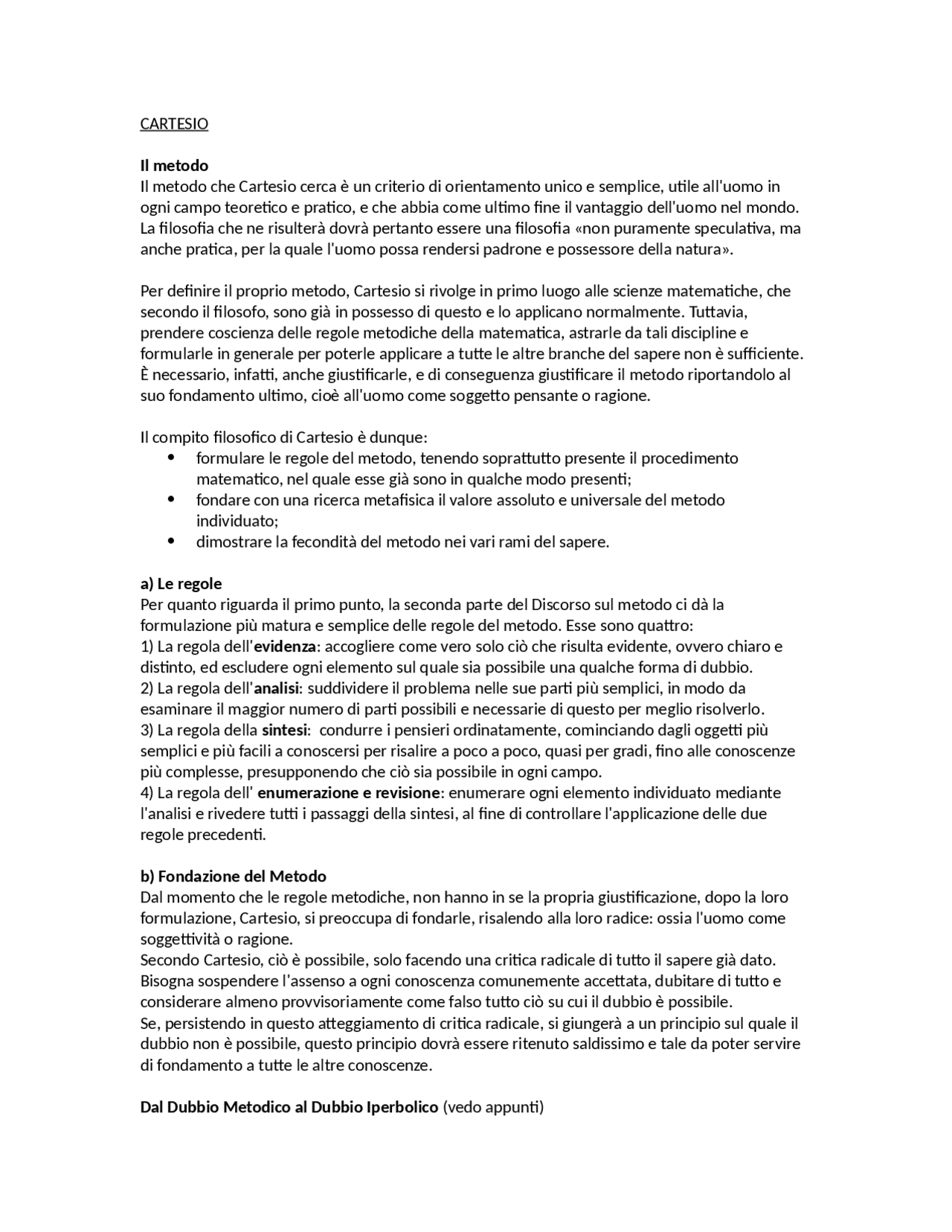 Cartesio filosofia abbagnano | Sintesi del corso di Elementi di storia ...