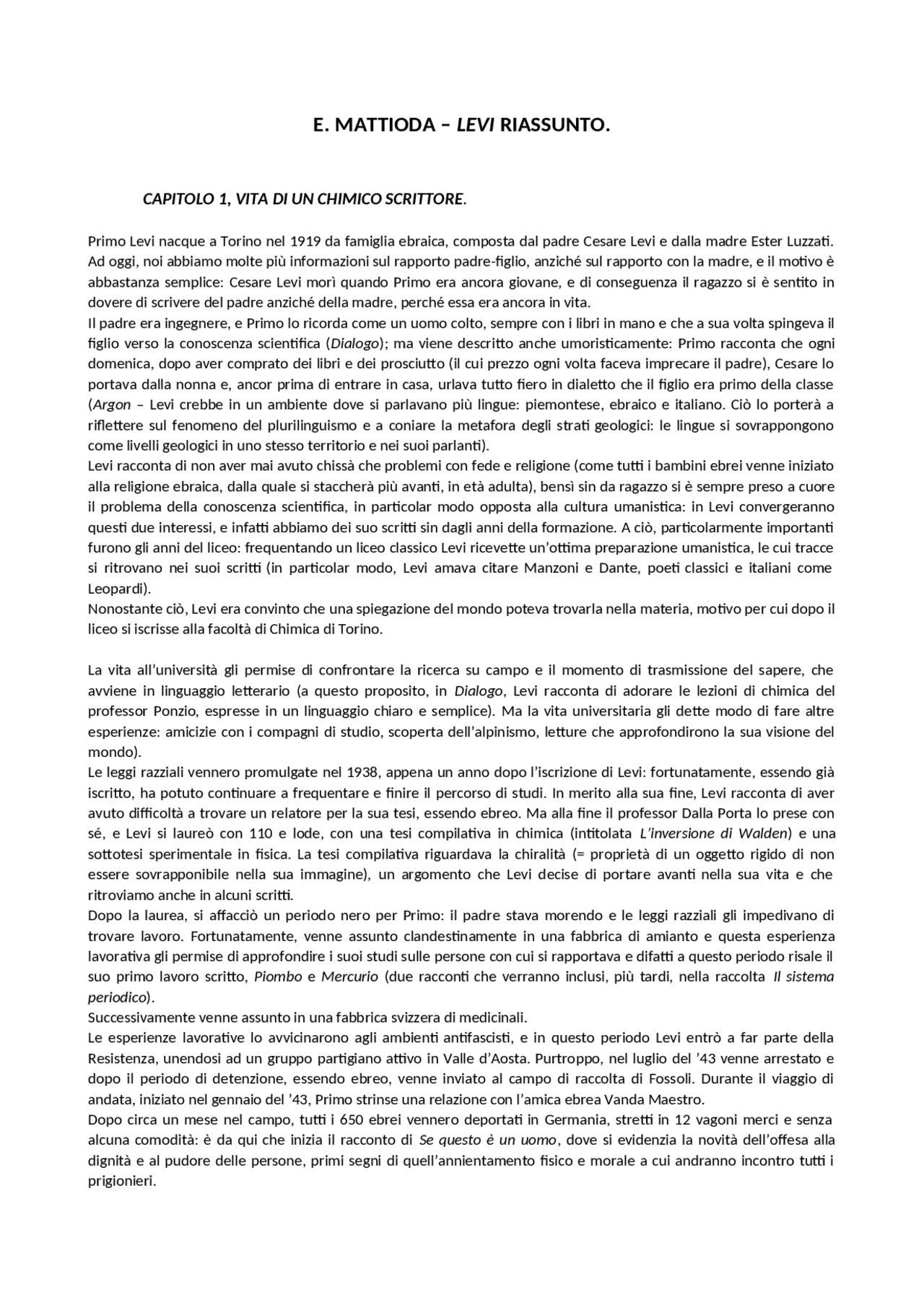 Riassunto Del Manuale Di Enrico Mattioda Levi Docsity