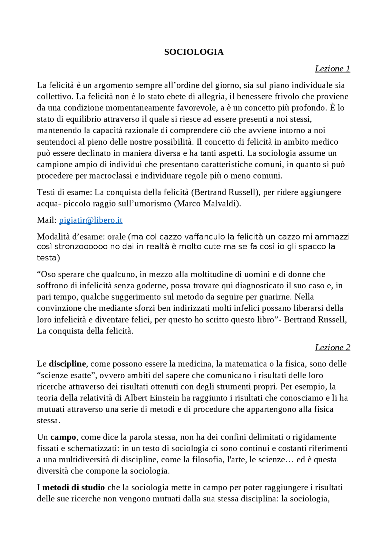 Dispense Sociologia Docsity